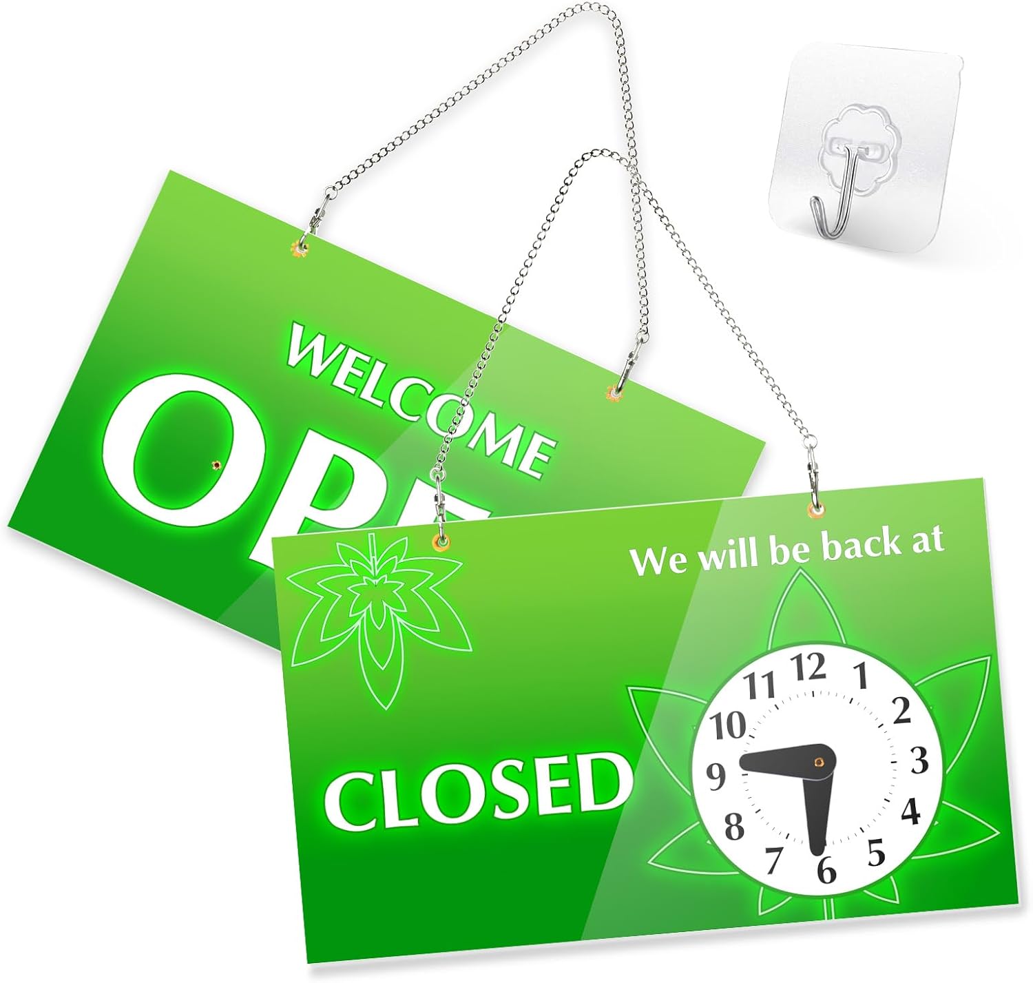 Amazon.com : Kutuspon Open Sign, Will Return Back Clock Open Closed ...