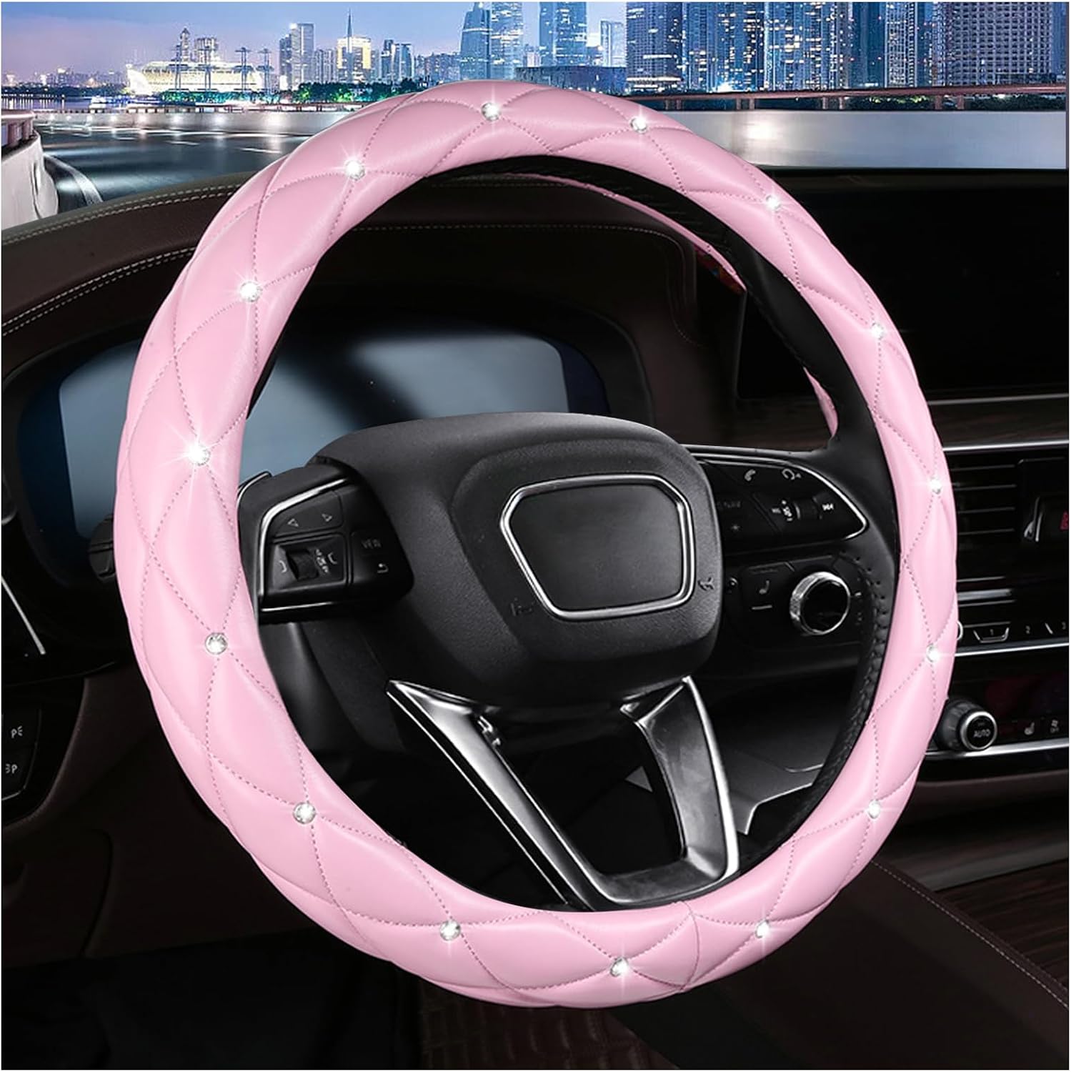 Amazon.com: Cute Sparkly Pink Car Steering Wheel Cover, Soft Breathable ...