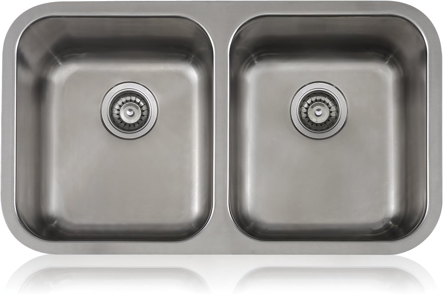Lenova SS-CL-D10 16-Gauge Stainless Steel Classic Equal Double Bowl ...