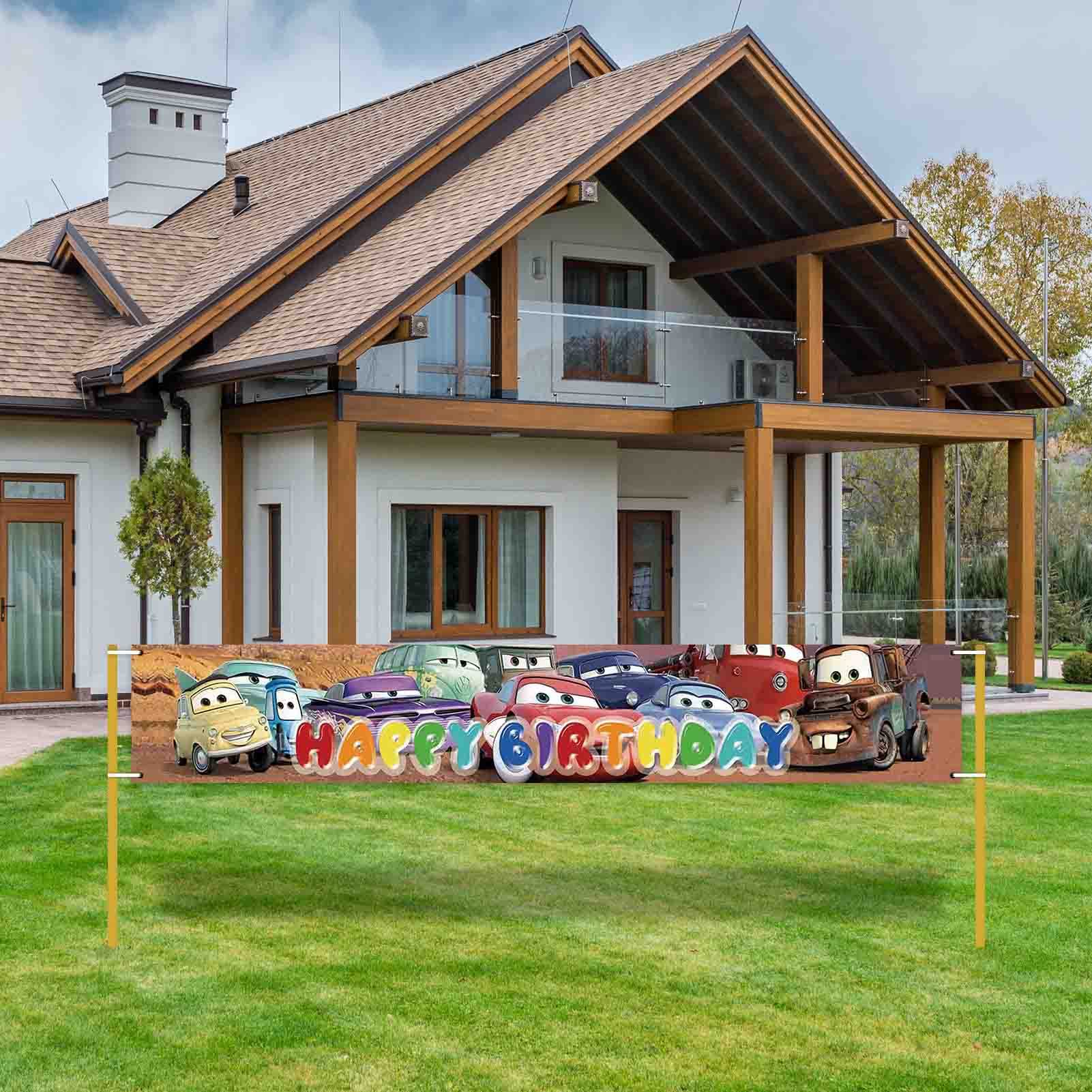 Buy 9.8X1.6FT Large Pixar Cars Birthday Yard Sign Lightning McQueen ...