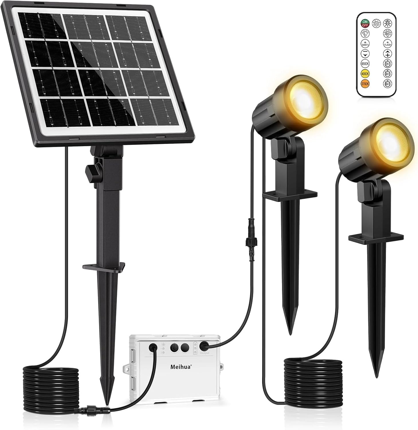 MEIHUA Solar Spotlights Outdoor 2 in 1, Solar Powered Landscape ...