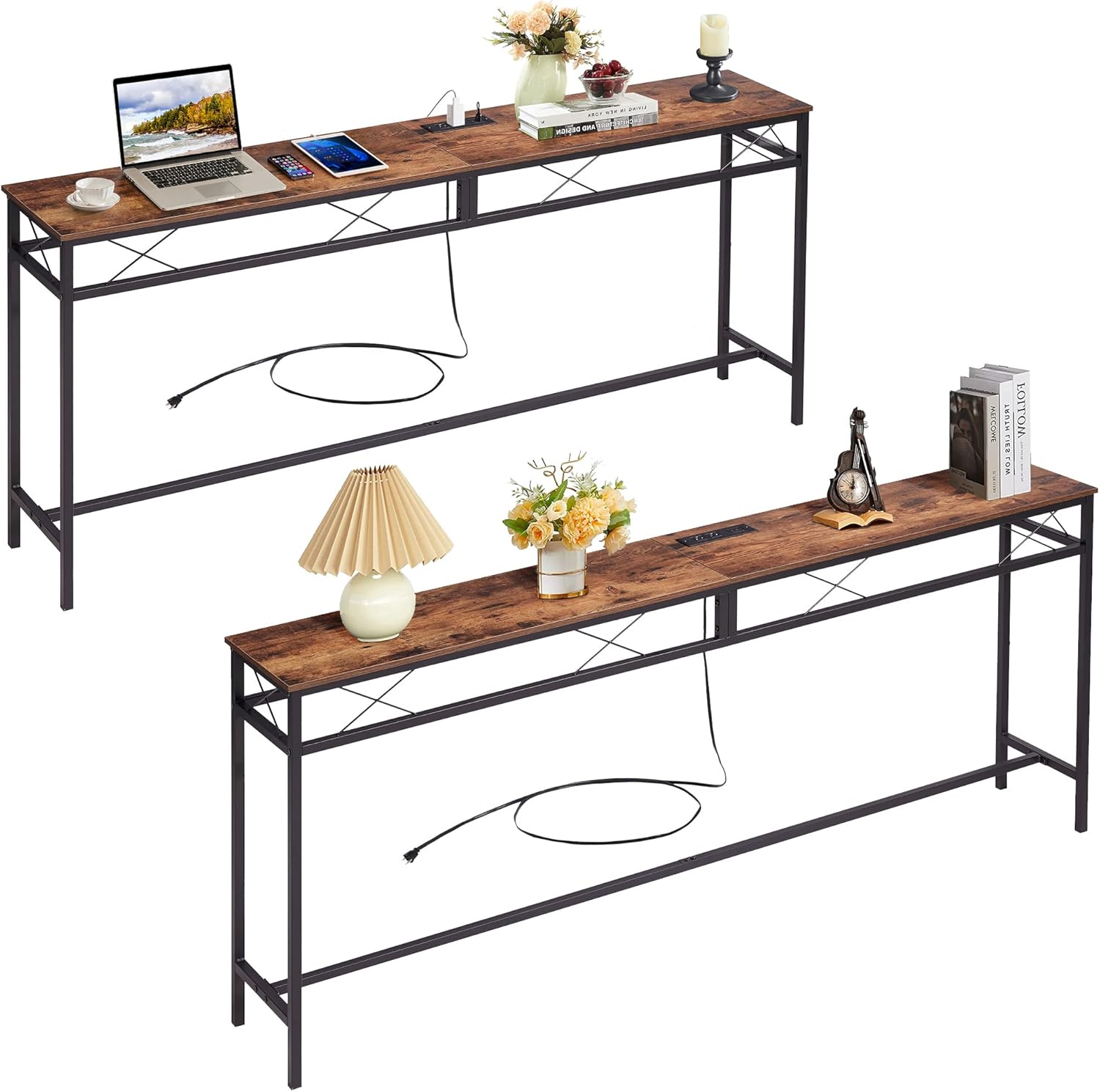 Amazon.com: VECELO 55In Extra Long Narrow Sofa/Console Table with ...