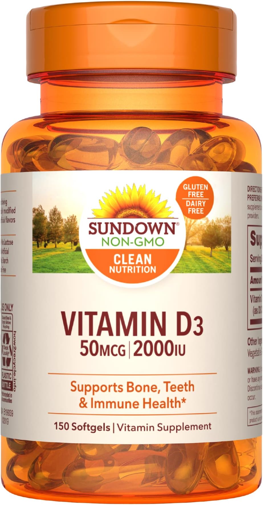 Amazon.com: Sundown Vitamin D3 2000 IU Softgels, Supports Bone, Teeth ...