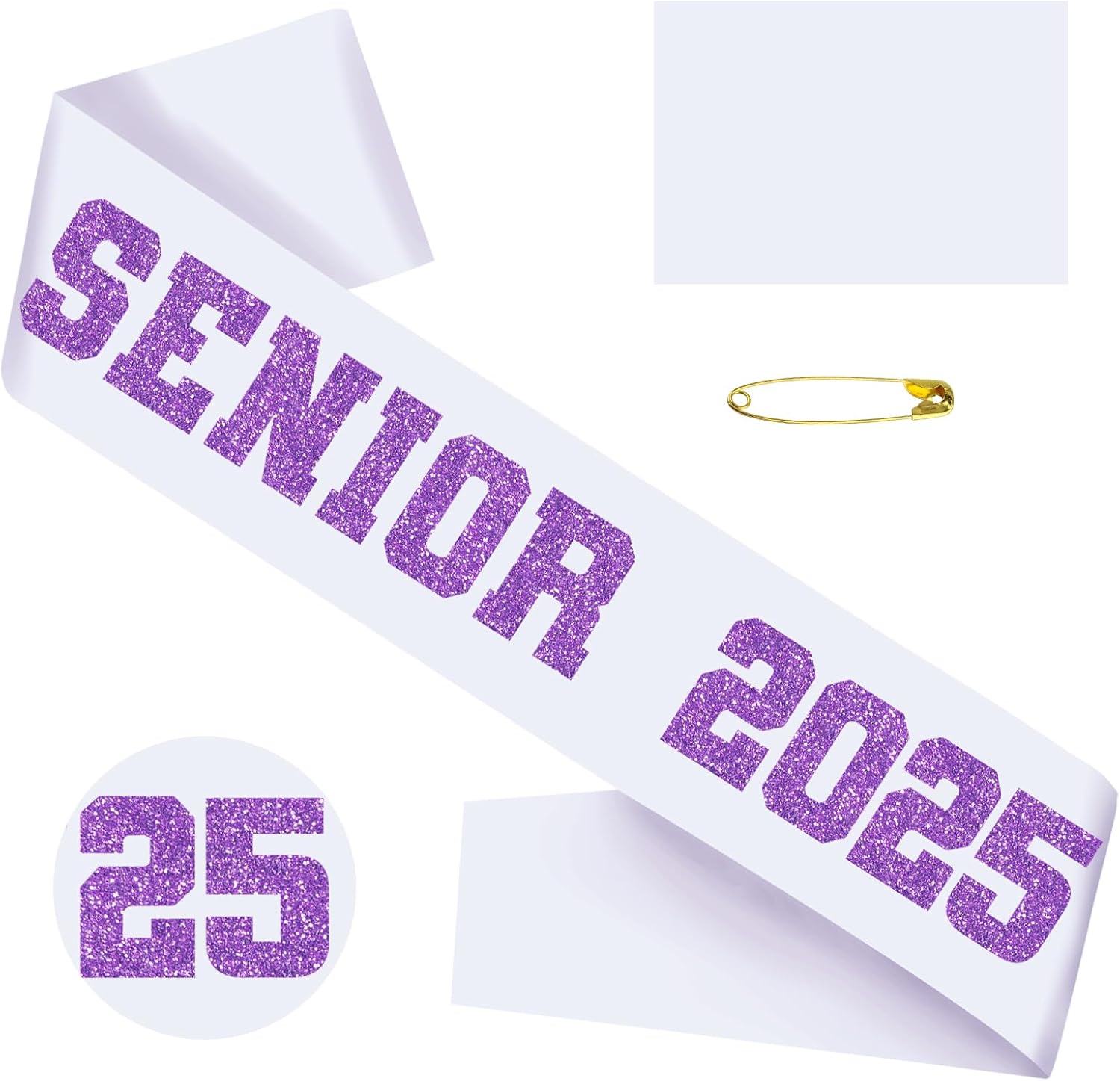 Amazon.com: Generic Senior Sash 2025, Graduation Sash White with Purple ...