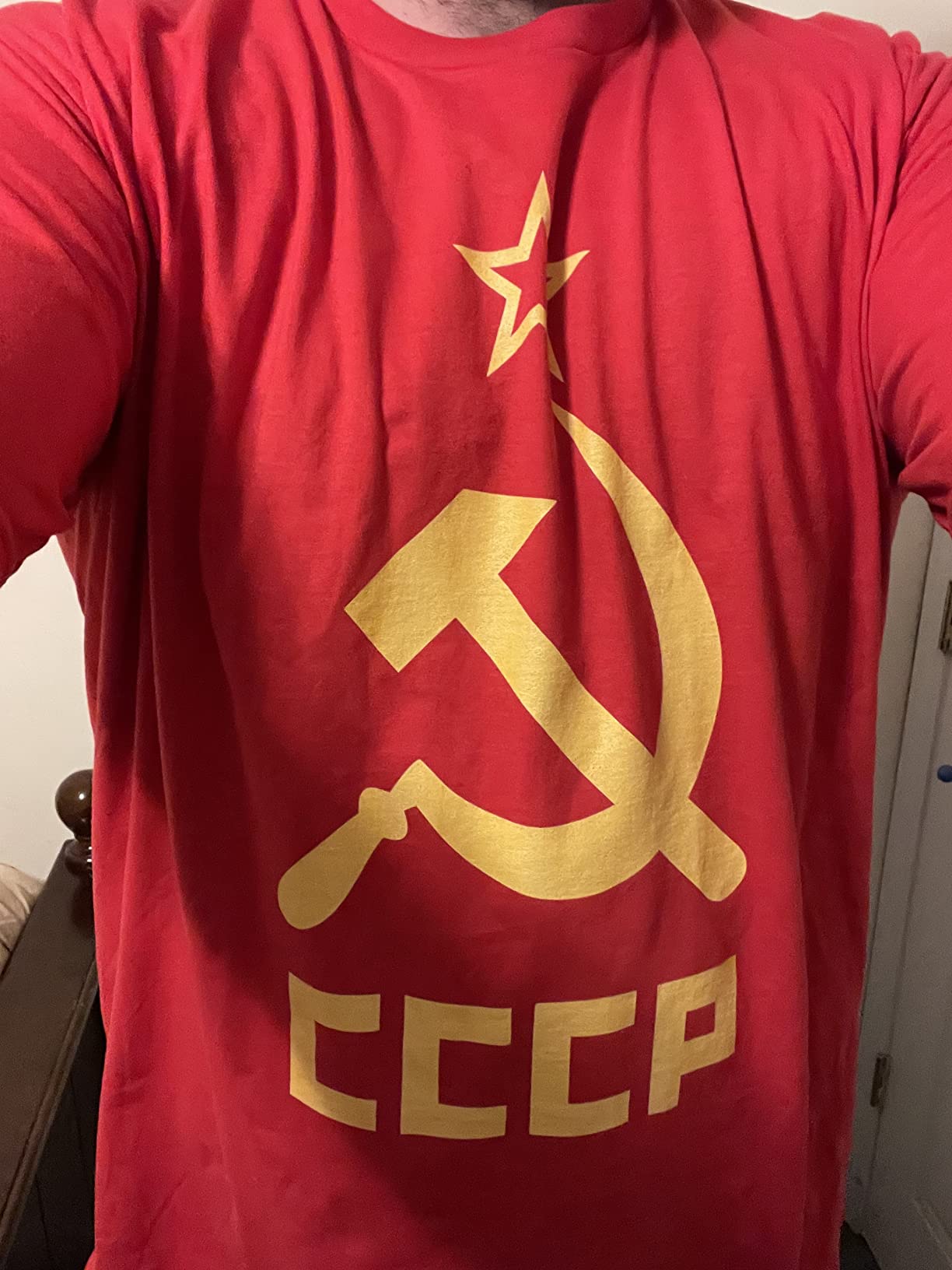 Amazon.com: Communist Costume USSR CCCP Hammer & Sickle Red T-Shirt ...