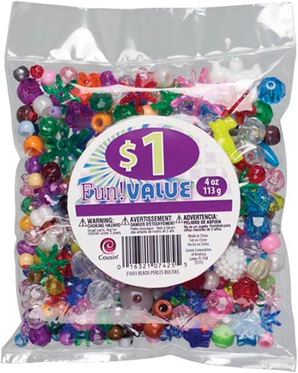 Amazon.com: Cousin 31693 Fun Value Pack Mixed Plastic Beads, Assorted ...
