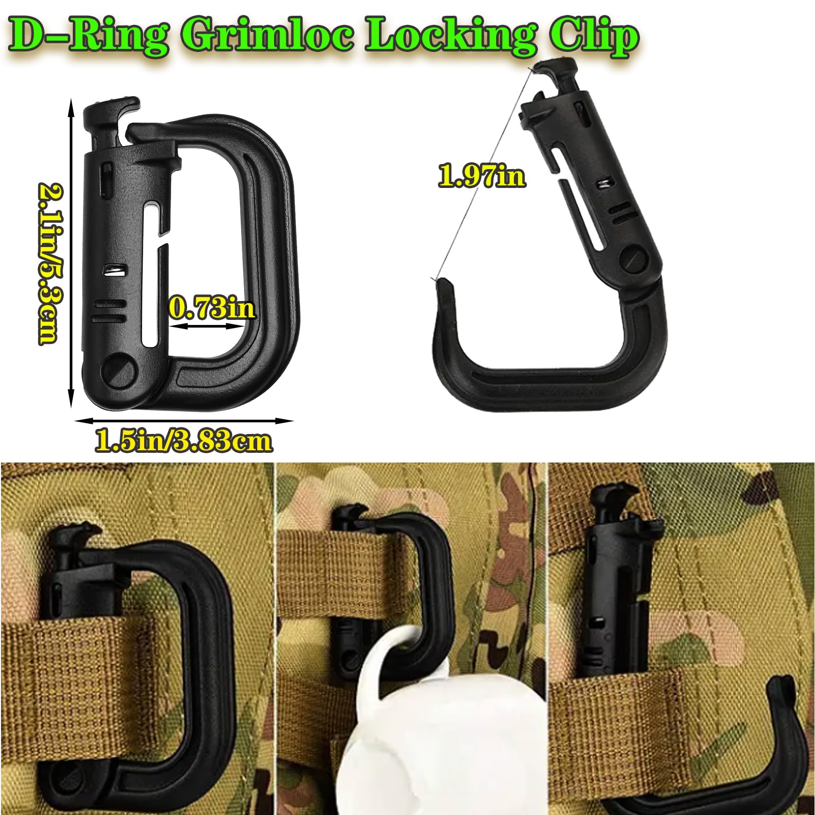 Bungee Clips Tactical Bag Molle Backpack Attachments Kit Accessories, D ...