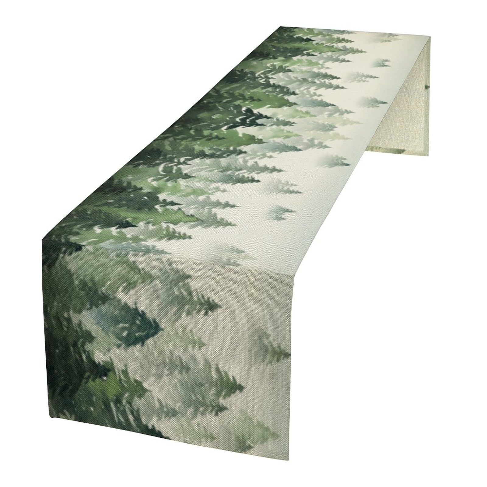 Amazon.com: Watercolor Green Pine Trees Table Runner, Forest Woodland ...