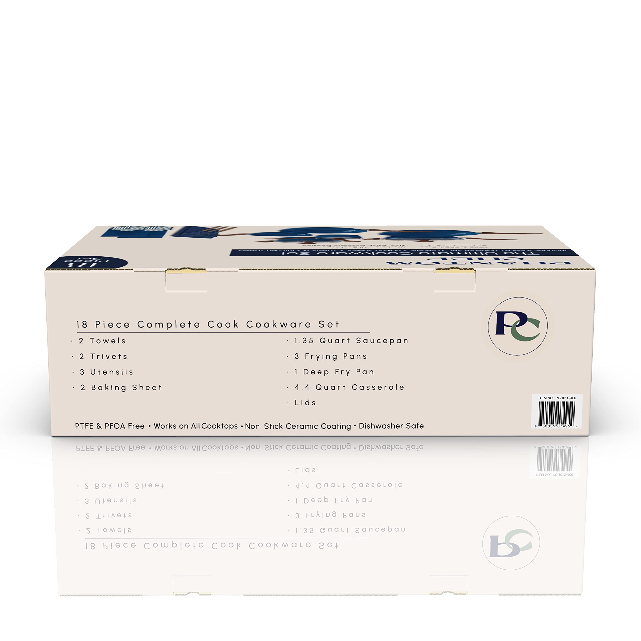 PHANTOM CHEF 18-Piece Cookware Set | Non-Stick Ceramic Coating | Oven ...