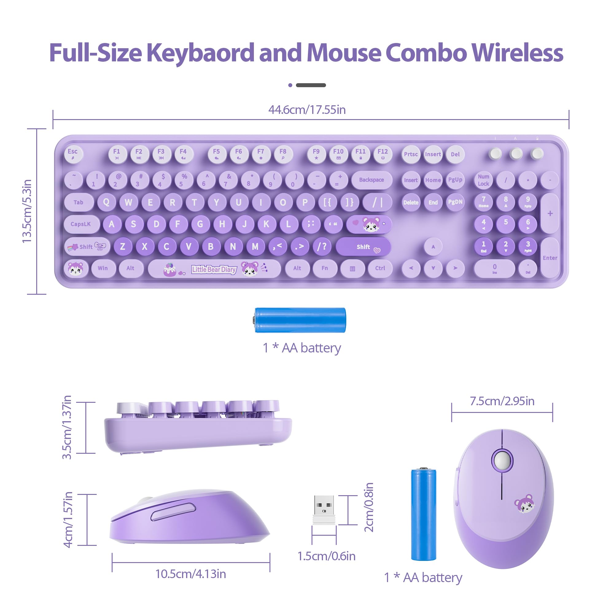 Snapklik.com : Fogruaden Purple Cute Keyboard And Mouse Wireless Retro ...