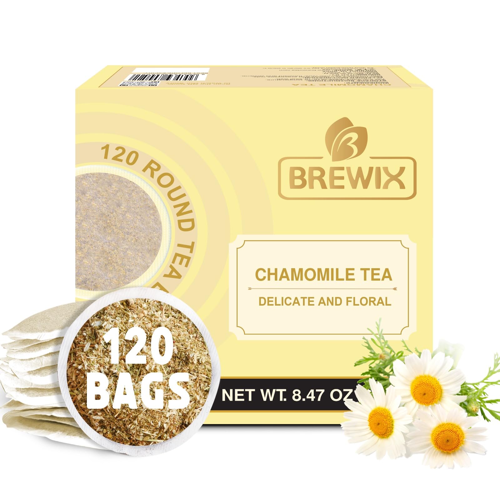Amazon.com : BREWIX, Chamomile Tea (120 Round Tea Bag) | Eco-Conscious ...