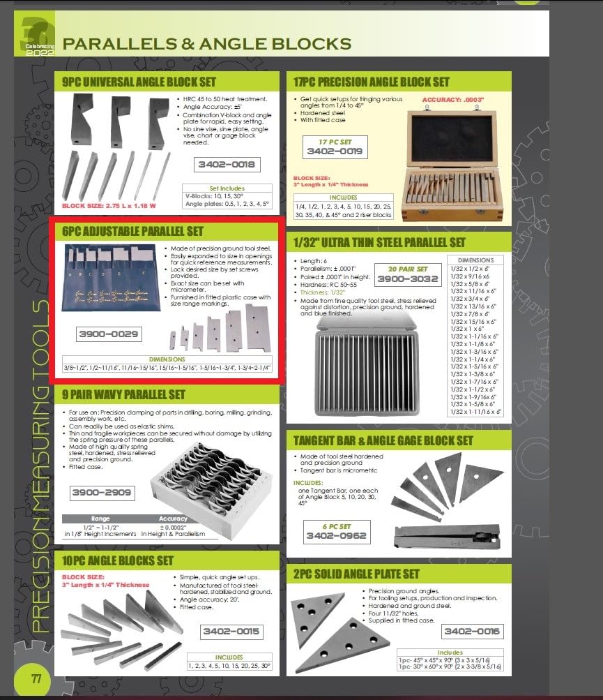 Snapklik.com : 3900-0029 6 Piece Adjustable Parallel Set 3/8-2-1/4 Inch