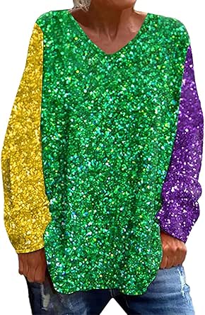 Mardi Gras Shirts for Women V Neck Fat Tuesday Tunic Blouse Funny Mask ...
