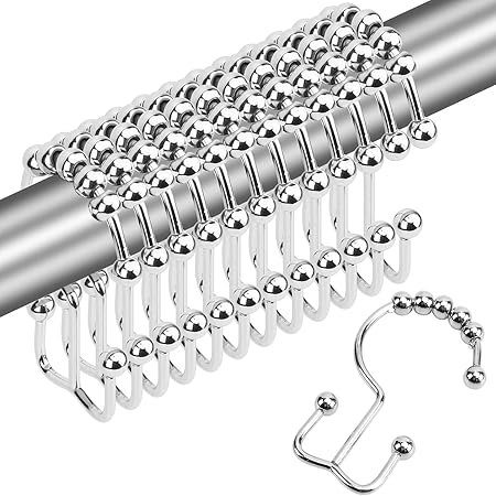 Amazon.com: Gidse Shower Curtain Hooks,Sturdy Stainless Steel Double ...