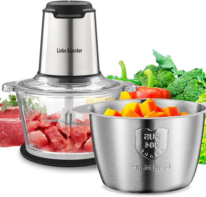 Amazon.com: Liebe&Lecker Food Processor, Electric Food Chopper with 2 ...