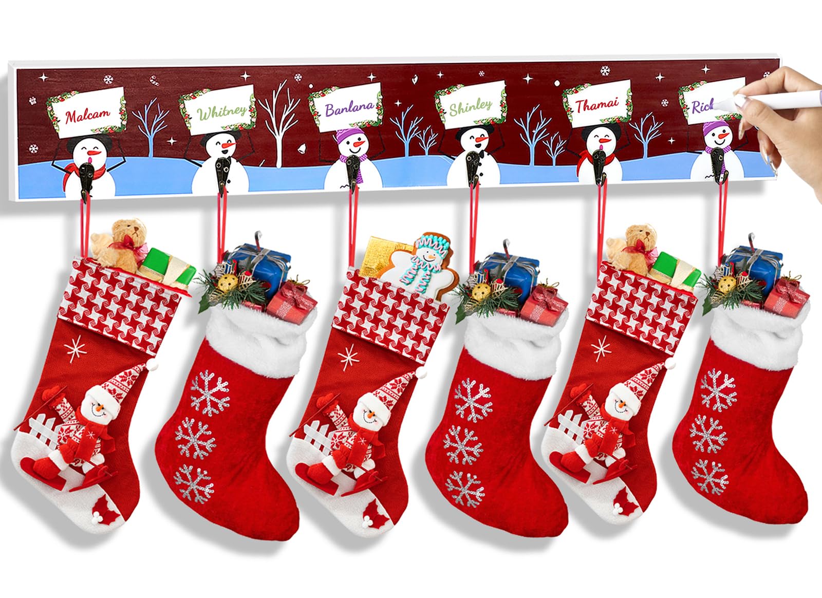 Amazon.com: Christmas Stocking Holder for Wall with 6 Hangers ...