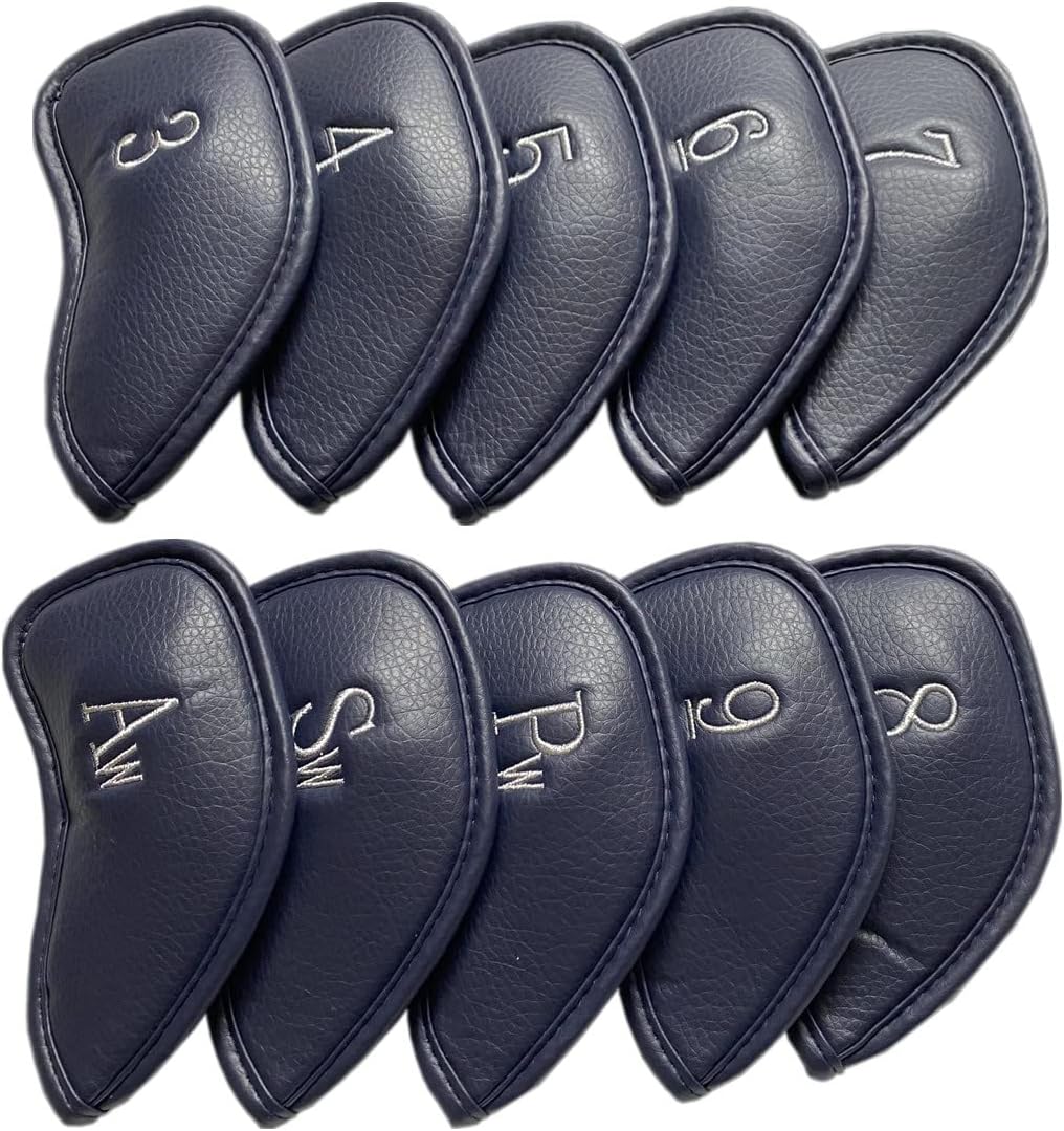 Amazon.com : PU Leather Golf Iron Covers Headcovers - Dark Blue or ...