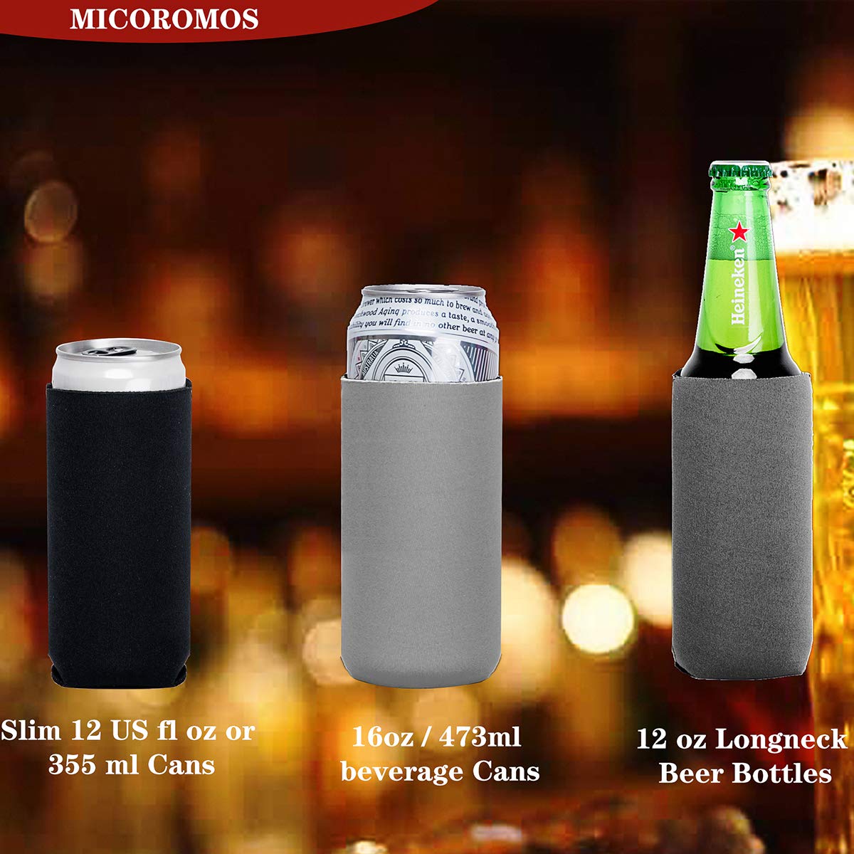 Snapklik.com : 12 Pcs Slim Can Coolers, 12 Oz Plain Bulk Collapsible Soda Cover Coolies, DIY ...