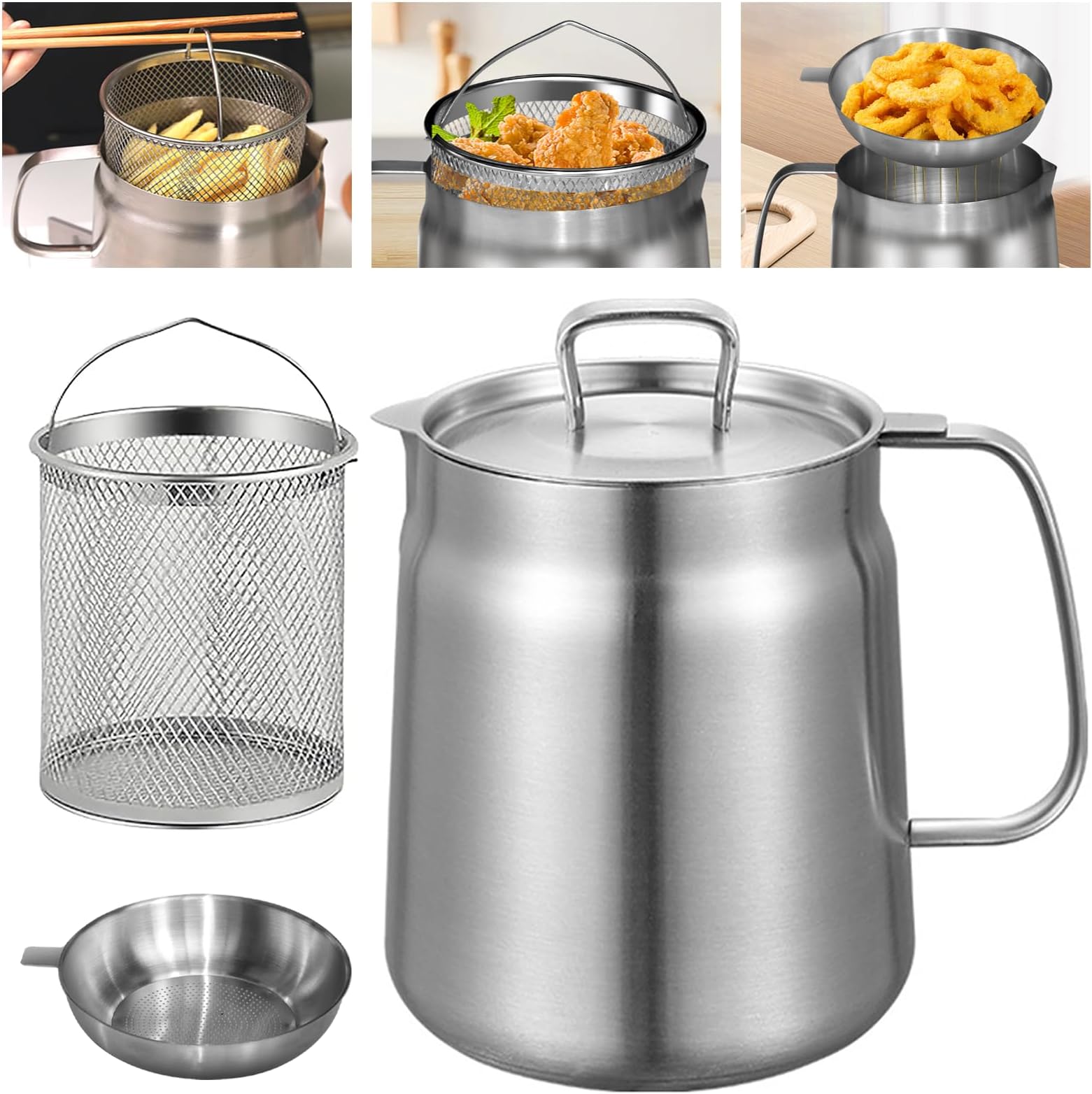 Amazon.com: Stainless Steel Oil Strainer Pot, 68oz Oil Filter Pot, 2 in ...