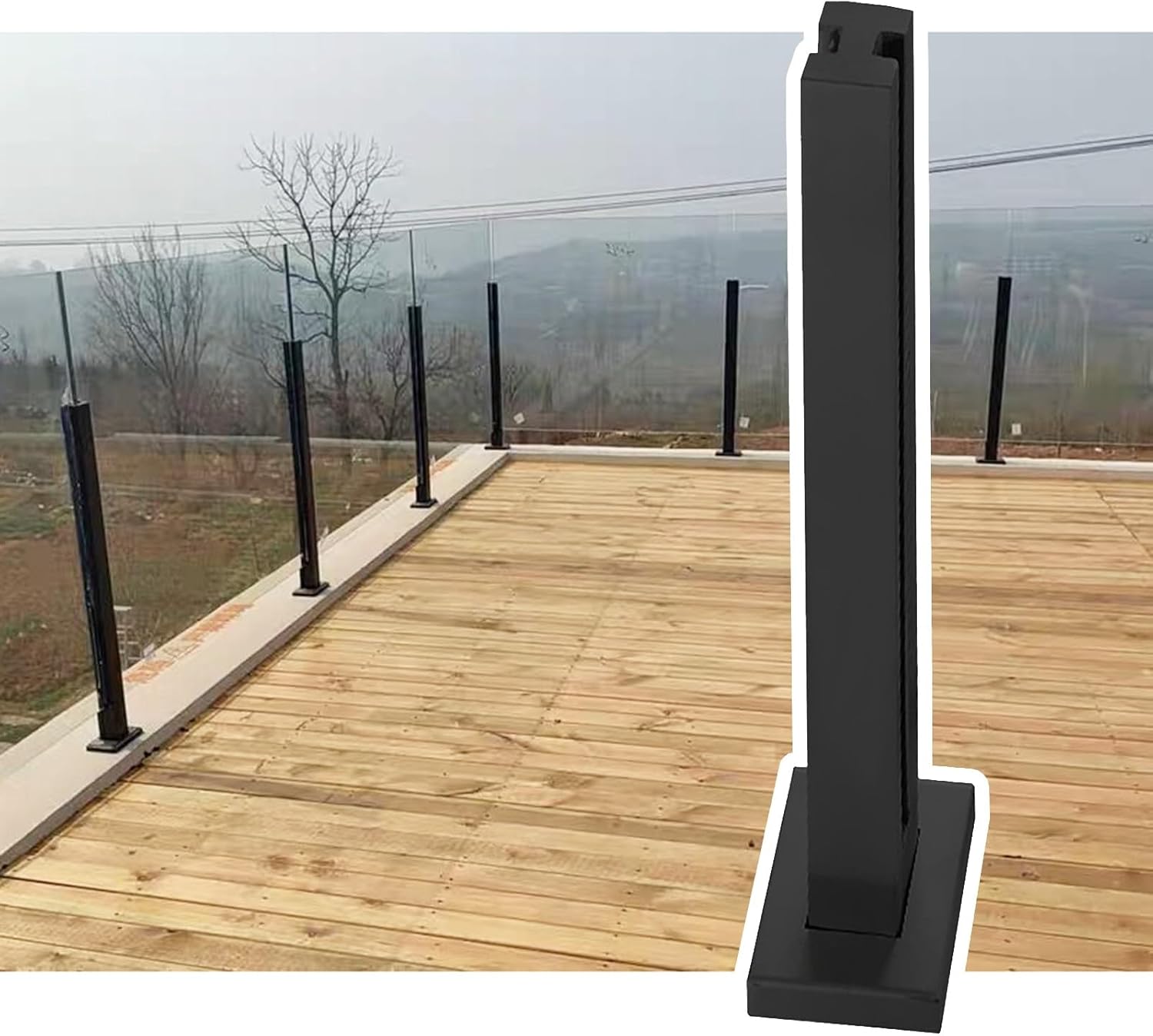 Amazon.com: Black Deck Garden Glass Railing Post - Heavy Duty Square ...