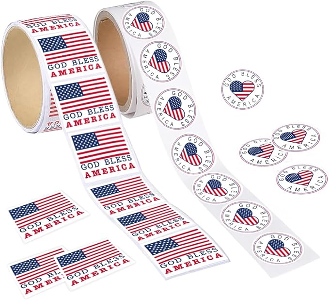 Amazon.com: ArtCreativity USA American Flag Patriotic Stickers, 2 Rolls ...