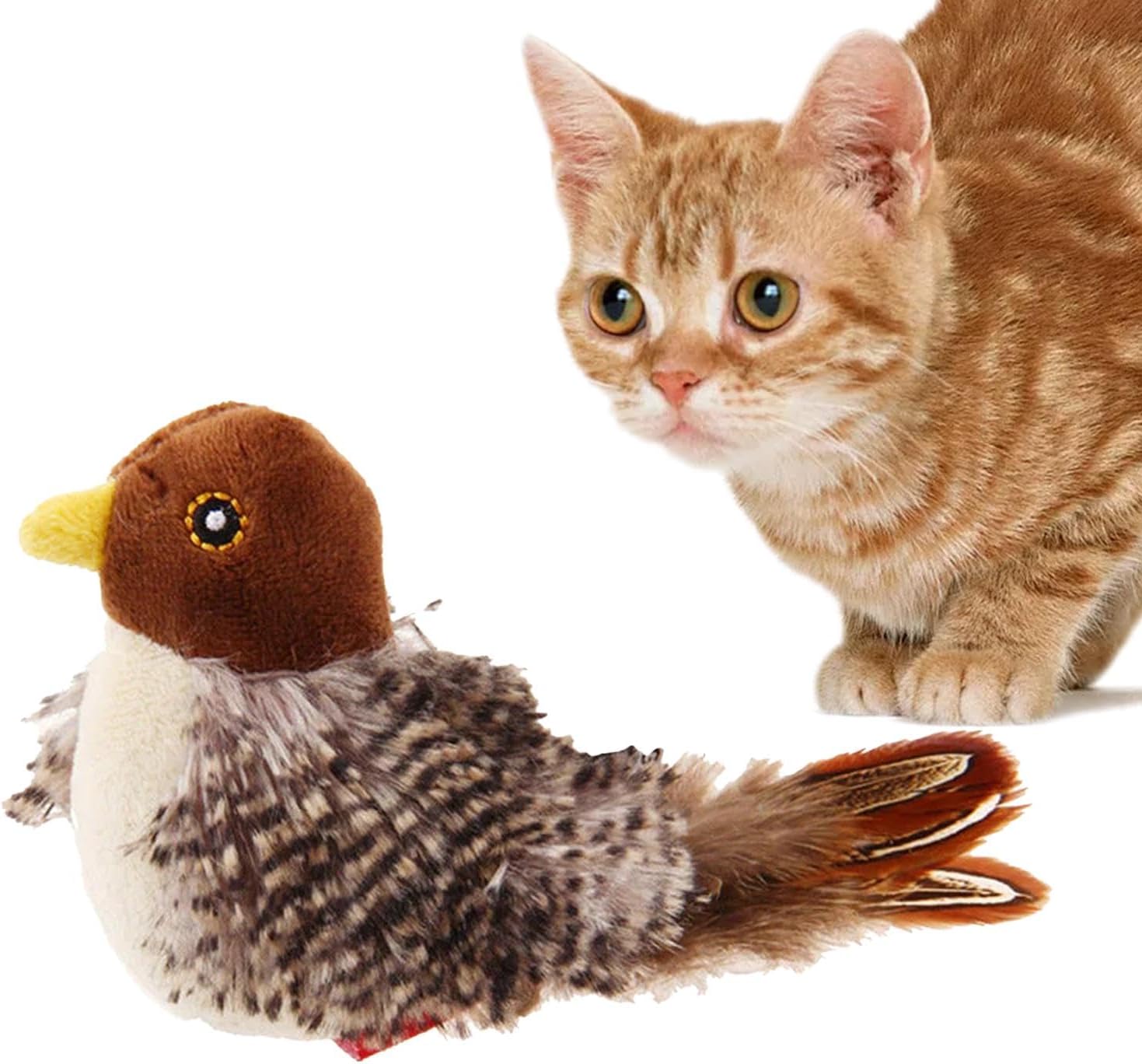 Simulated Bird Cat Toy - Interactive Feather Toy with Chirping Sounds ...
