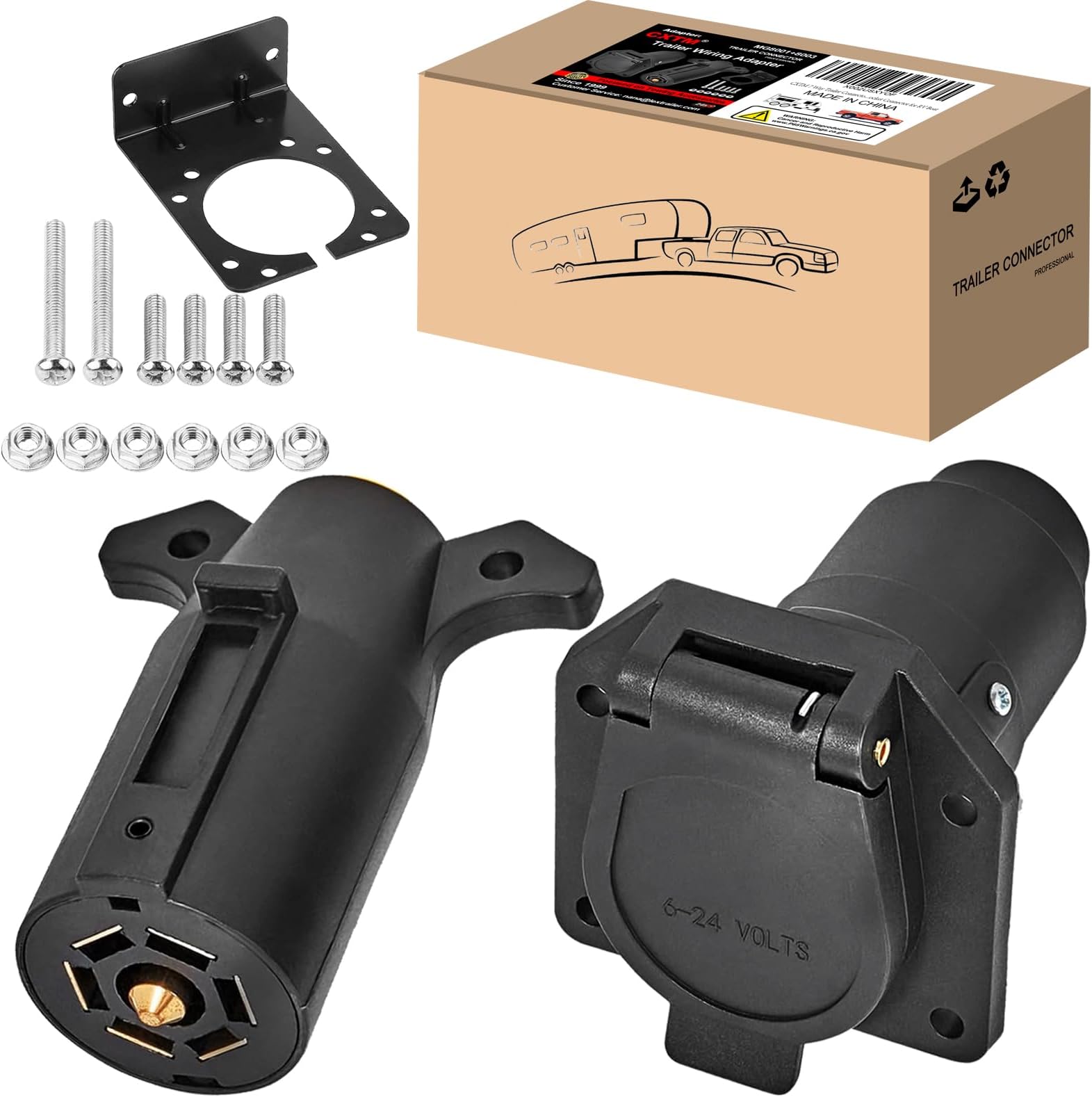 Amazon.com: Goupchn 4-Pin to 7-Way Round Blade Trailer Adapter with ...