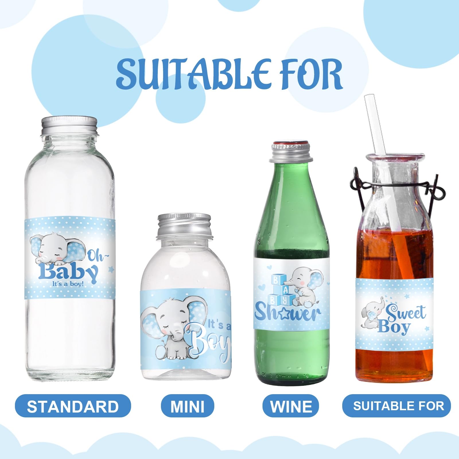 Snapklik.com : Gersoniel 39 Pcs Elephant Baby Shower Water Bottle ...