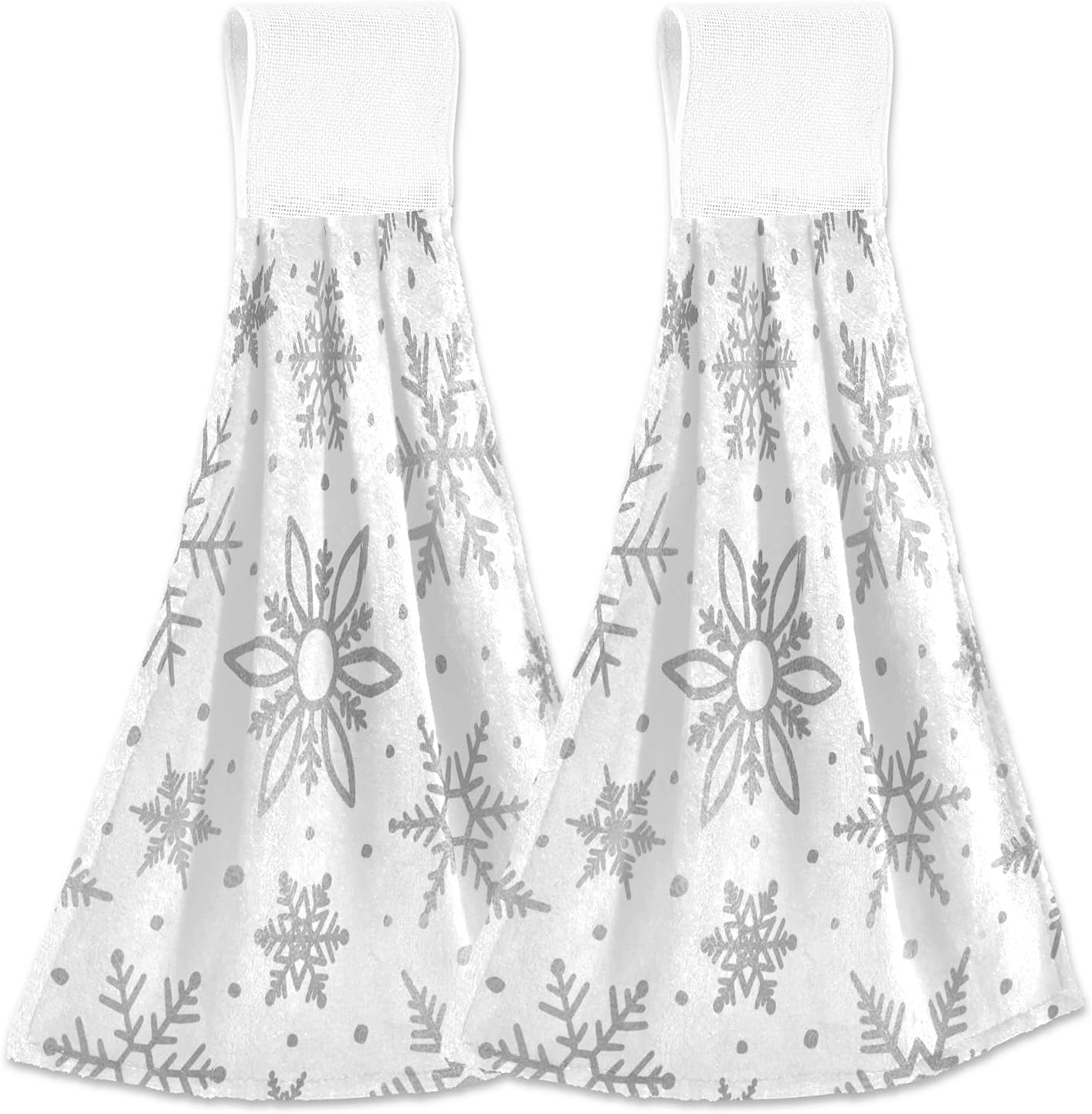 Amazon.com: Silver Snowflakes Kitchen Hanging Towel 14 x 18 Inch Winter ...