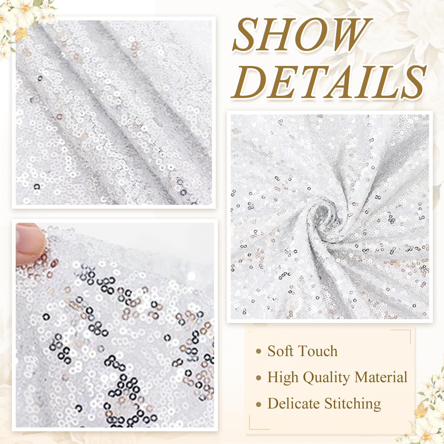 Snapklik.com : White Aisle Runner 2FTx15FT Shiny Sequin Aisle Runner ...