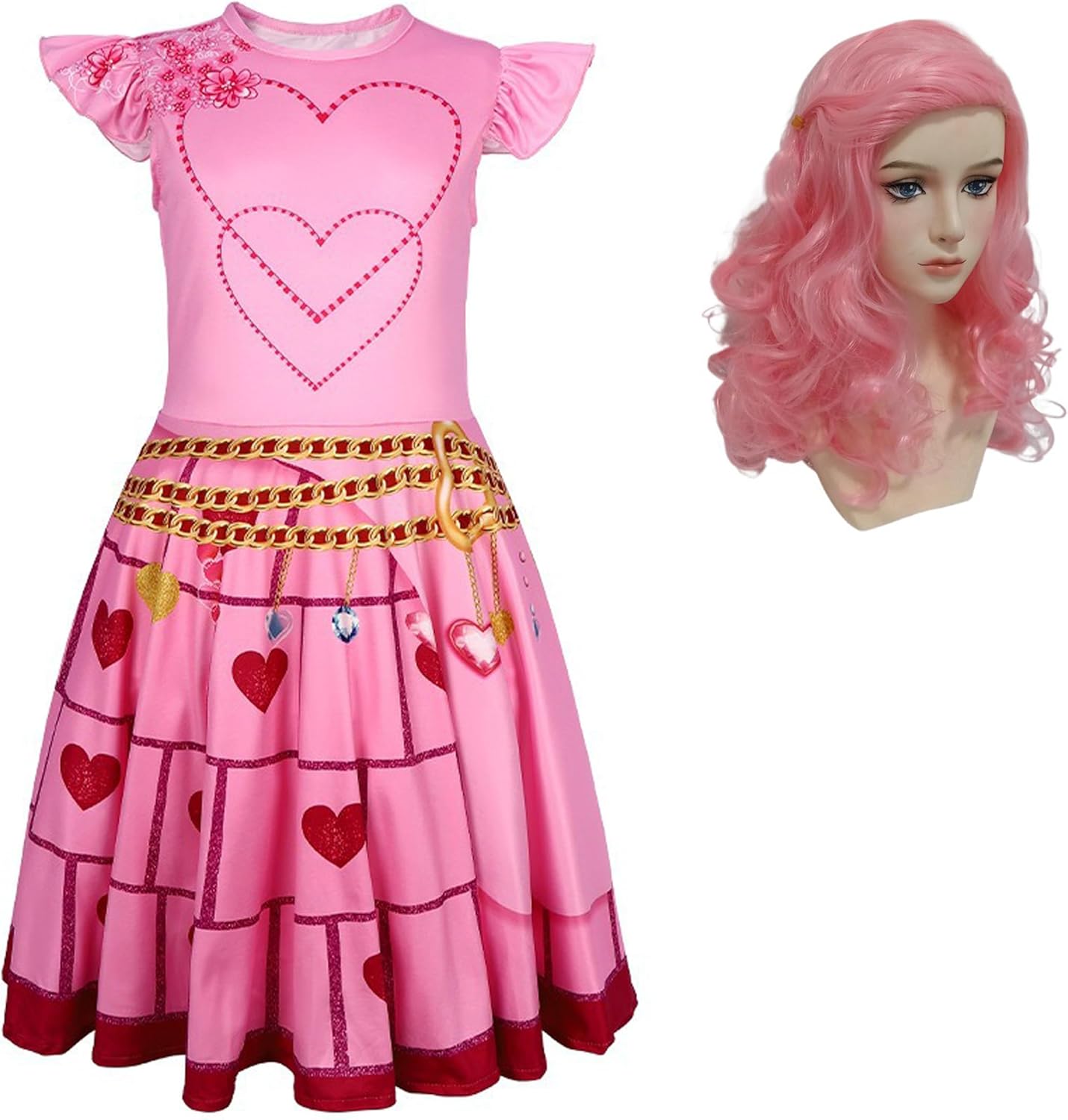 Amazon.com: SJBNCai Descendants Costume Rise Red Heart Dress with Wig ...