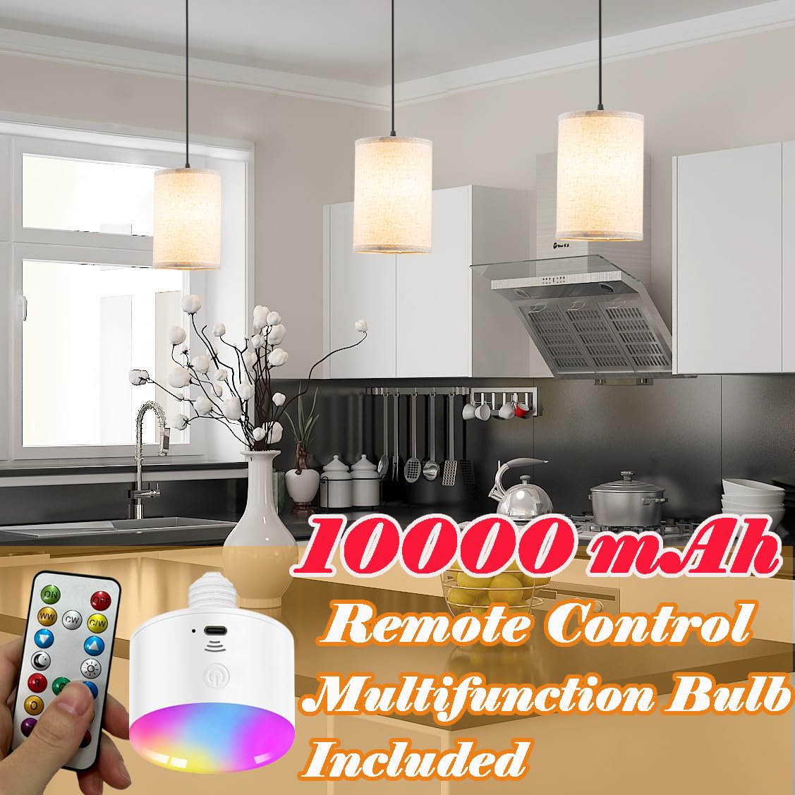 Remote Controlled Battery Operated Pendant Light