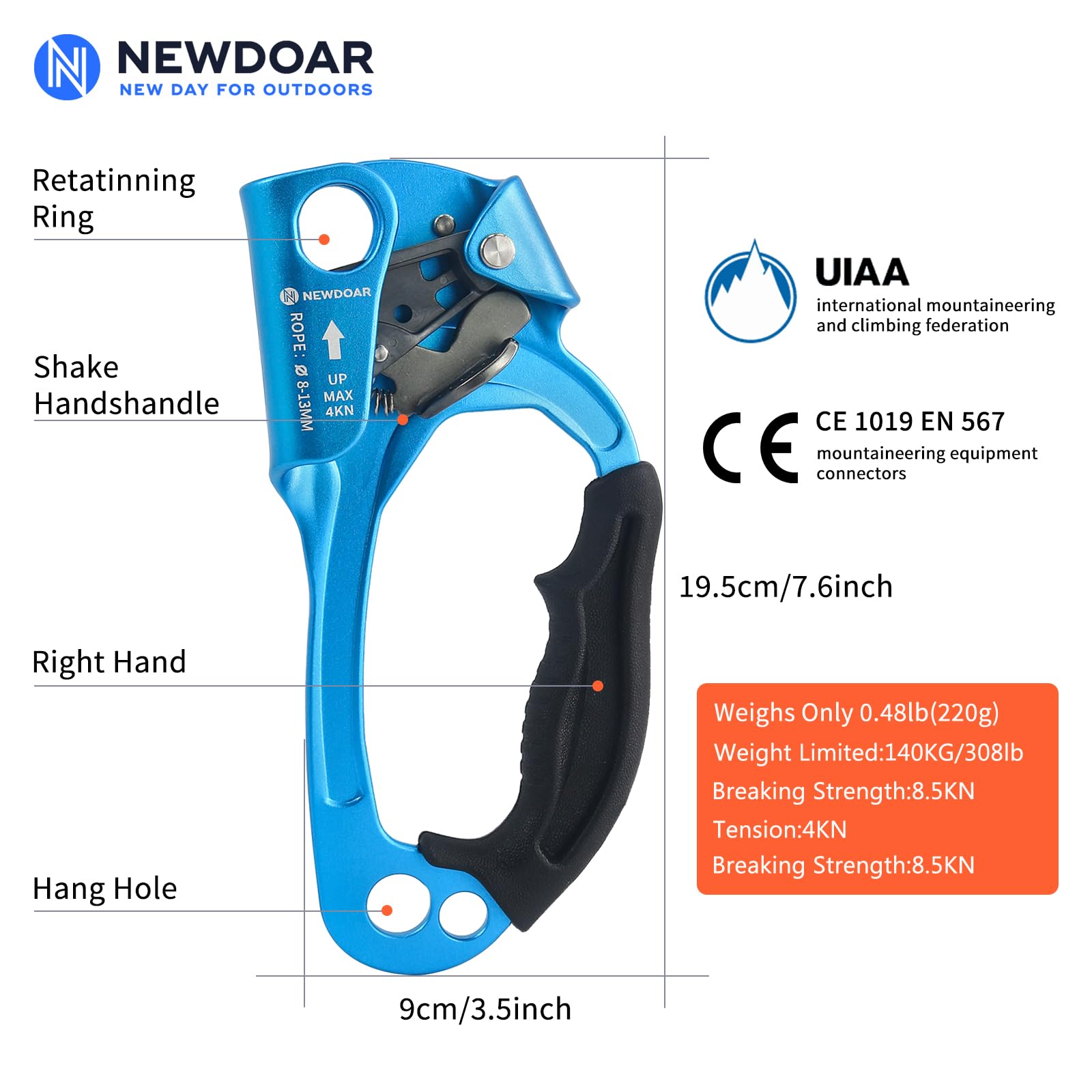 Snapklik.com : NewDoar Right Hand Ascender Rock Climbing Tree Arborist ...