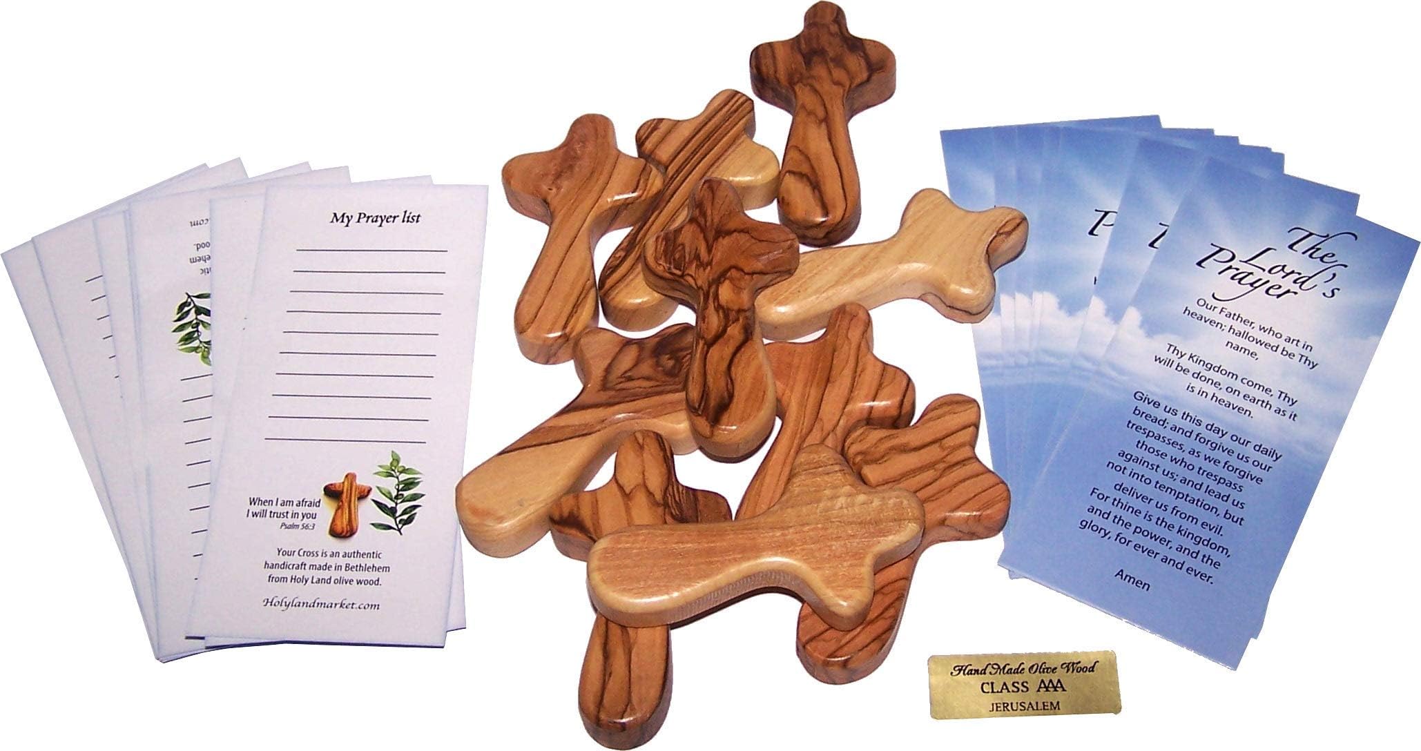 Amazon.com: Qunclay 12 Sets Small Hand Held Pine Wooden Cross with ...
