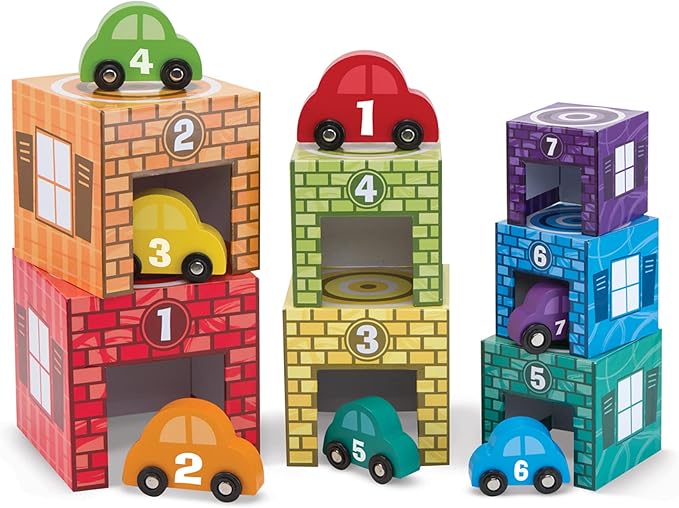 Melissa & Doug Nesting and Sorting Garages and Cars With 7 Graduated ...