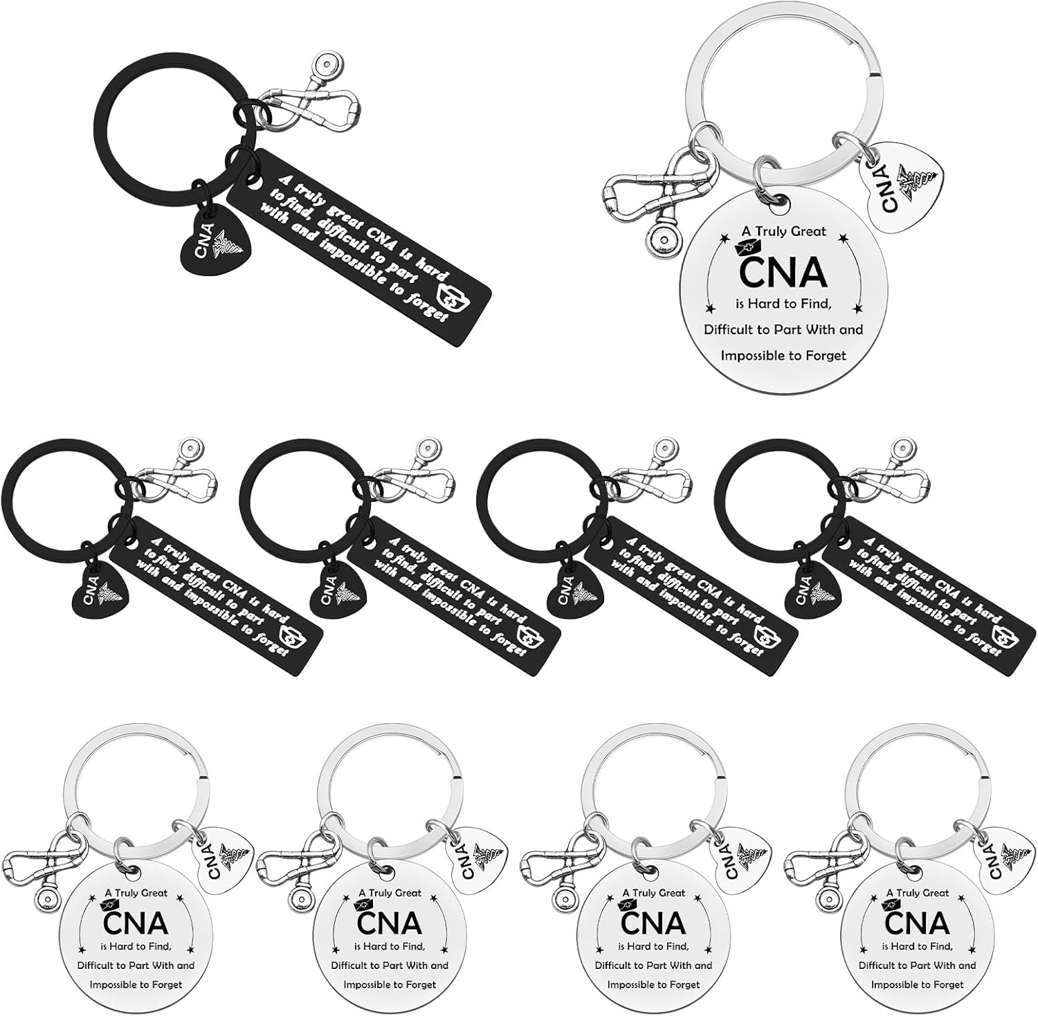 Amazon.com: Xiahuyu 10 Pcs CNA Keychains Certified Nursing Assistant ...
