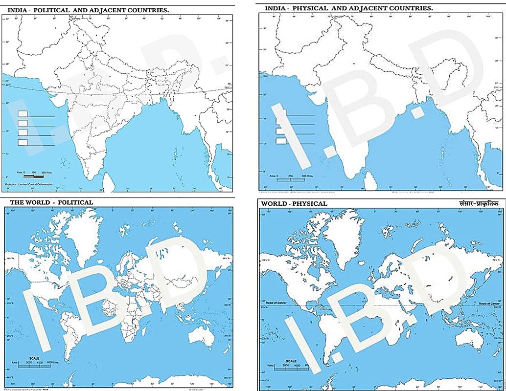 Set of Large Size 100 Practice Educational Blank Outline Maps of World ...