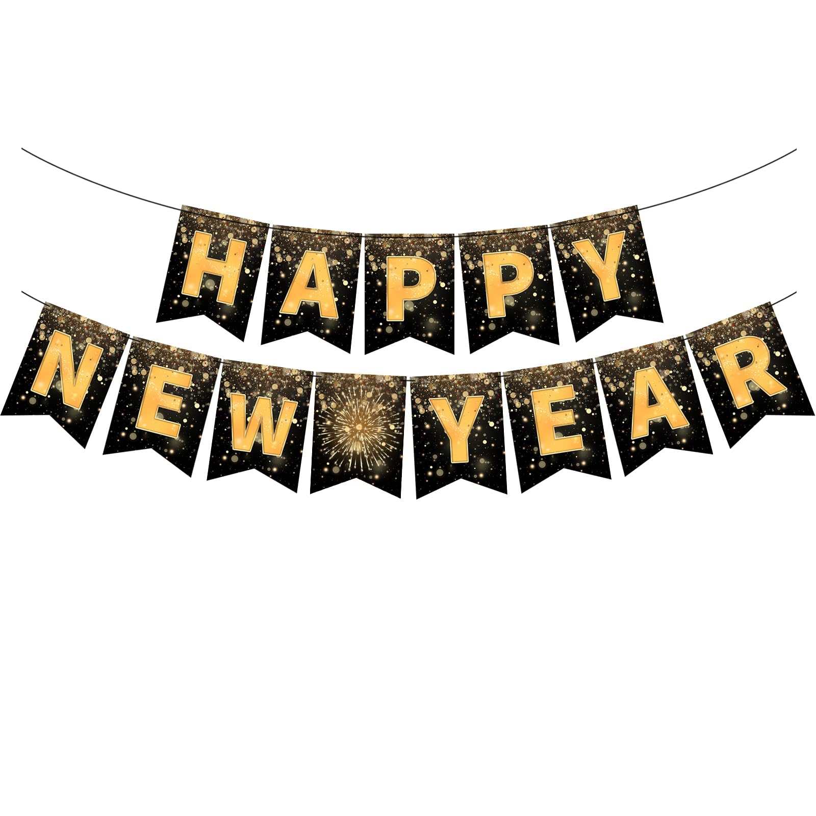 Amazon.com: Happy New Year Banner 2025 | Black Happy New Year ...