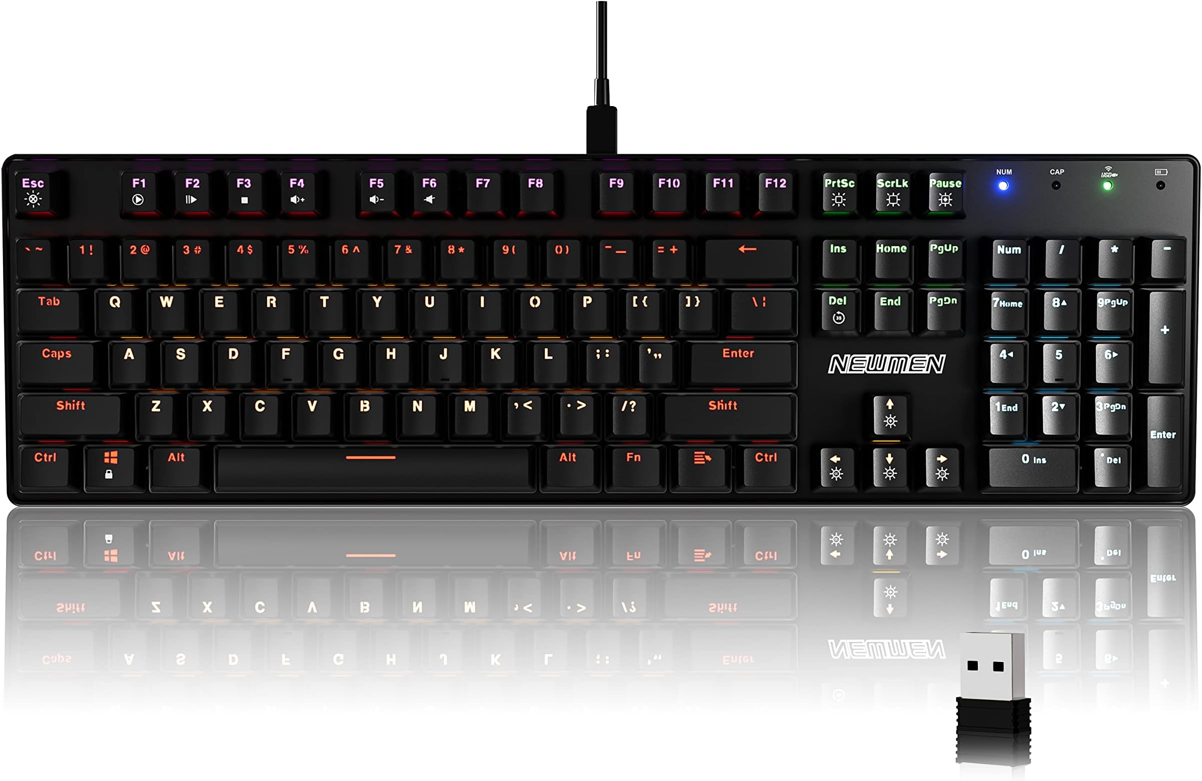 Amazon.com: Newmen GM335 Gaming Mechanical Keyboard,104 Keys Full Size ...