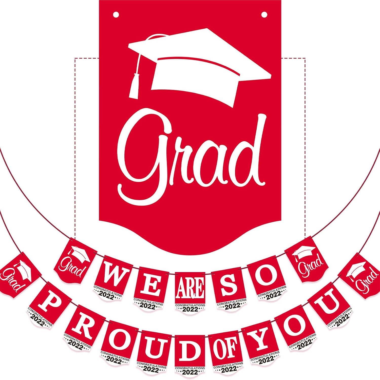 Amazon.com: 2024 Red Graduation Banner No DIY Required Graduation ...