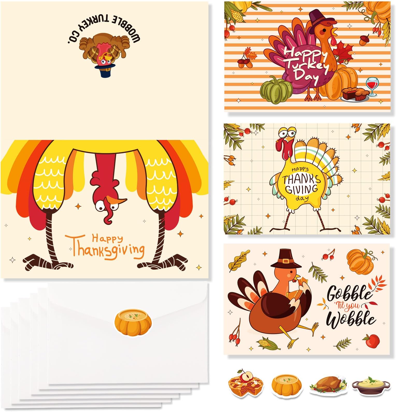 Amazon.com : Fulmoon 240 Sets Funny Thanksgiving Greeting Cards Bulk ...