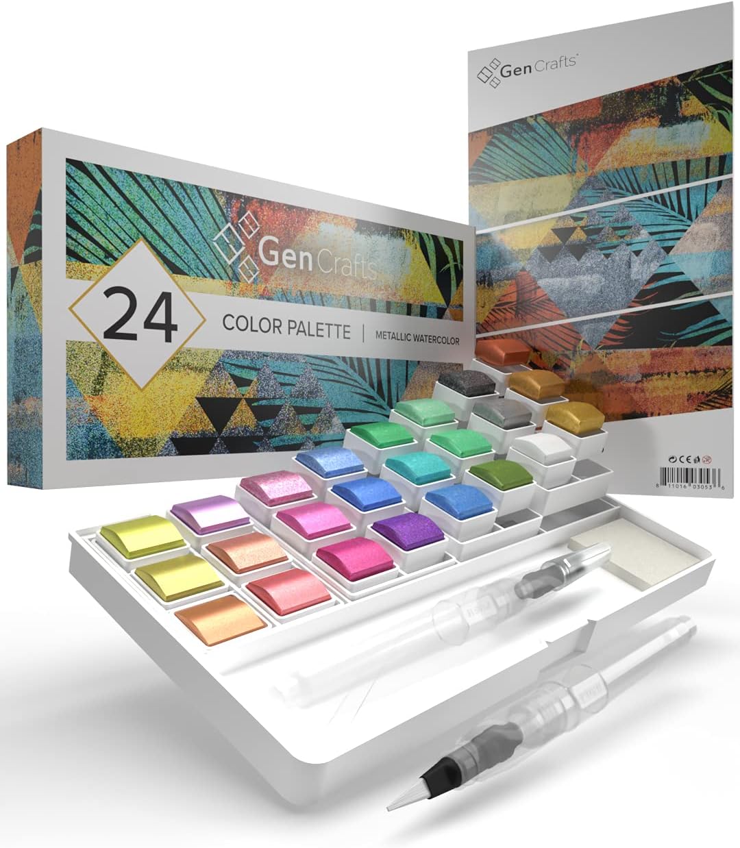 Amazon.com: 20 Colors Pearlescent Watercolor Painting Set, Metallic ...