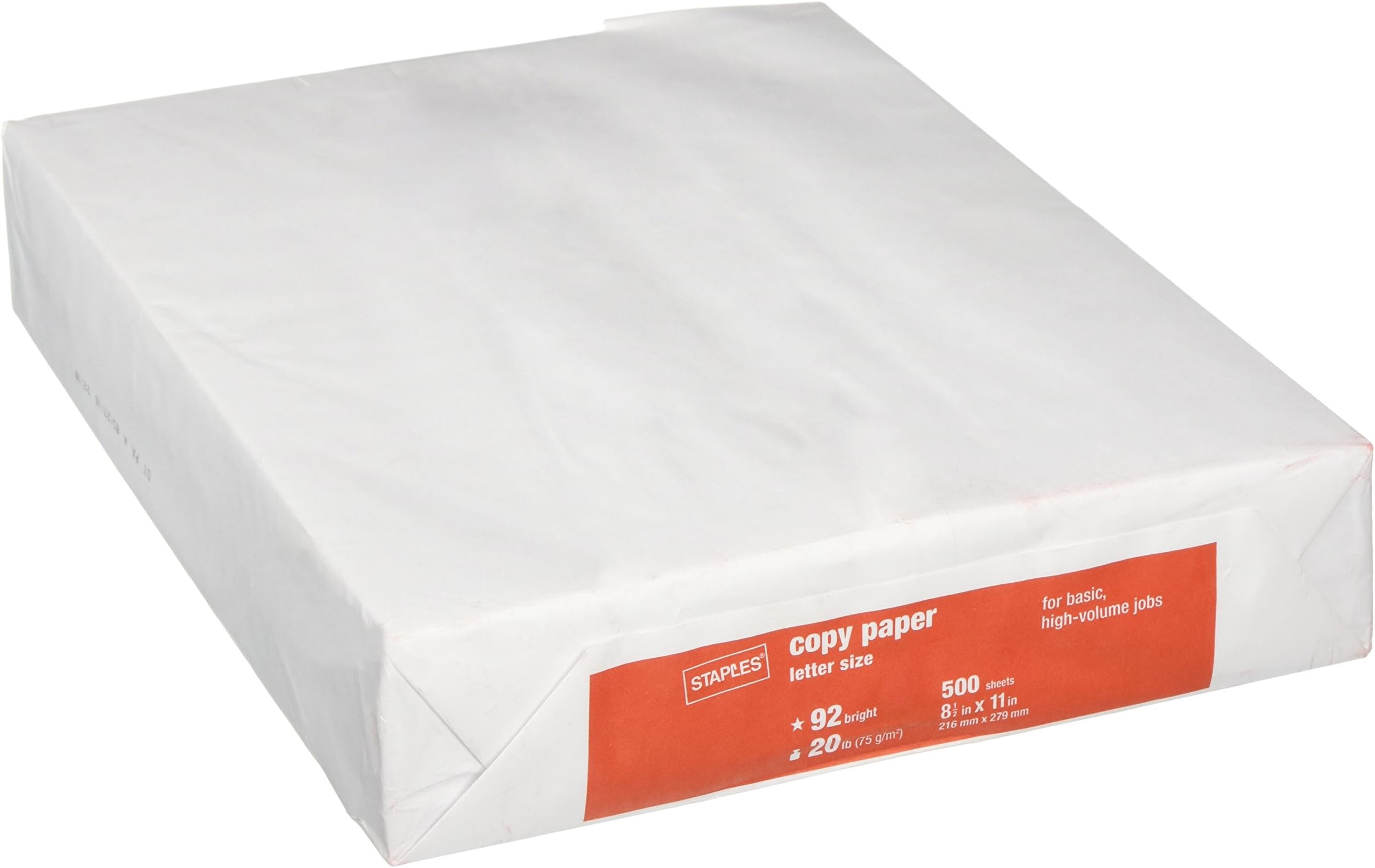 Amazon.com : 1 Ream - 500 Sheets Staples Poly Wrapped, White ...