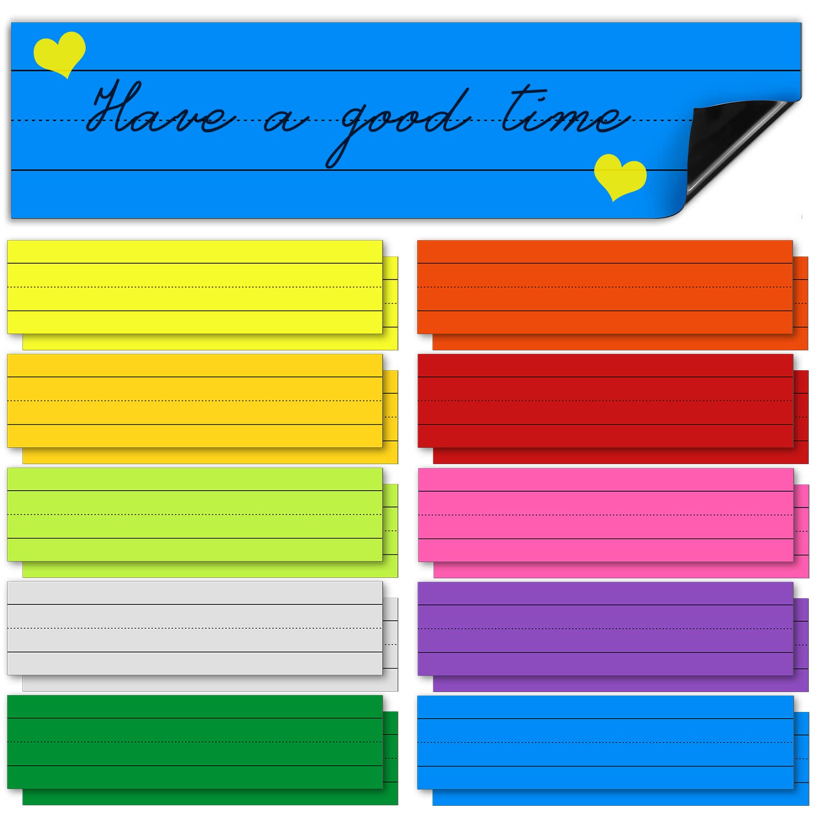 s 10 Pcs Magnetic Sentence Strips, 12 X 3 Inch Dry Erase Lined Magnetic ...
