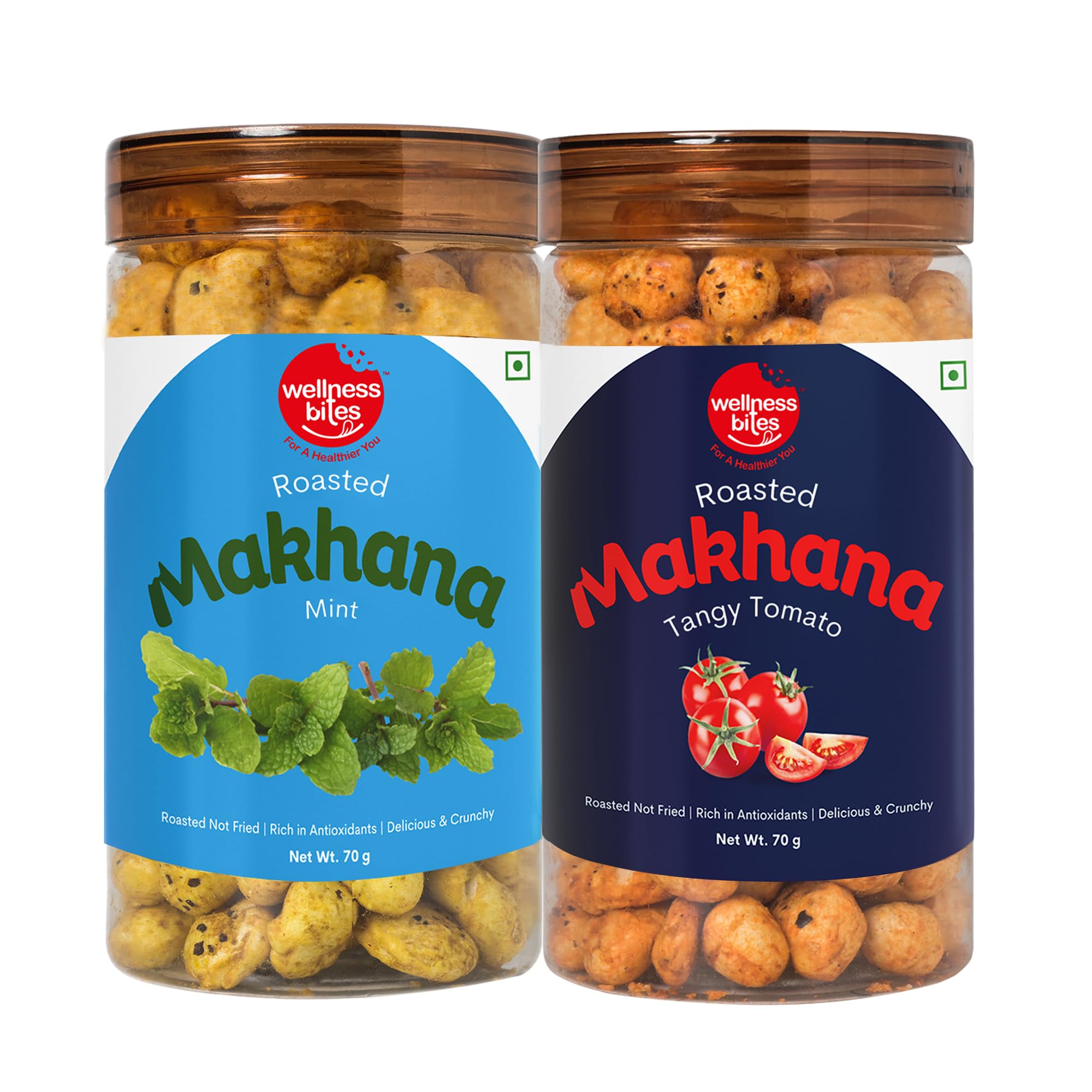 Wellness bites Combo of Mint, Tangy Tomato Flavoured Roasted Makhana ...