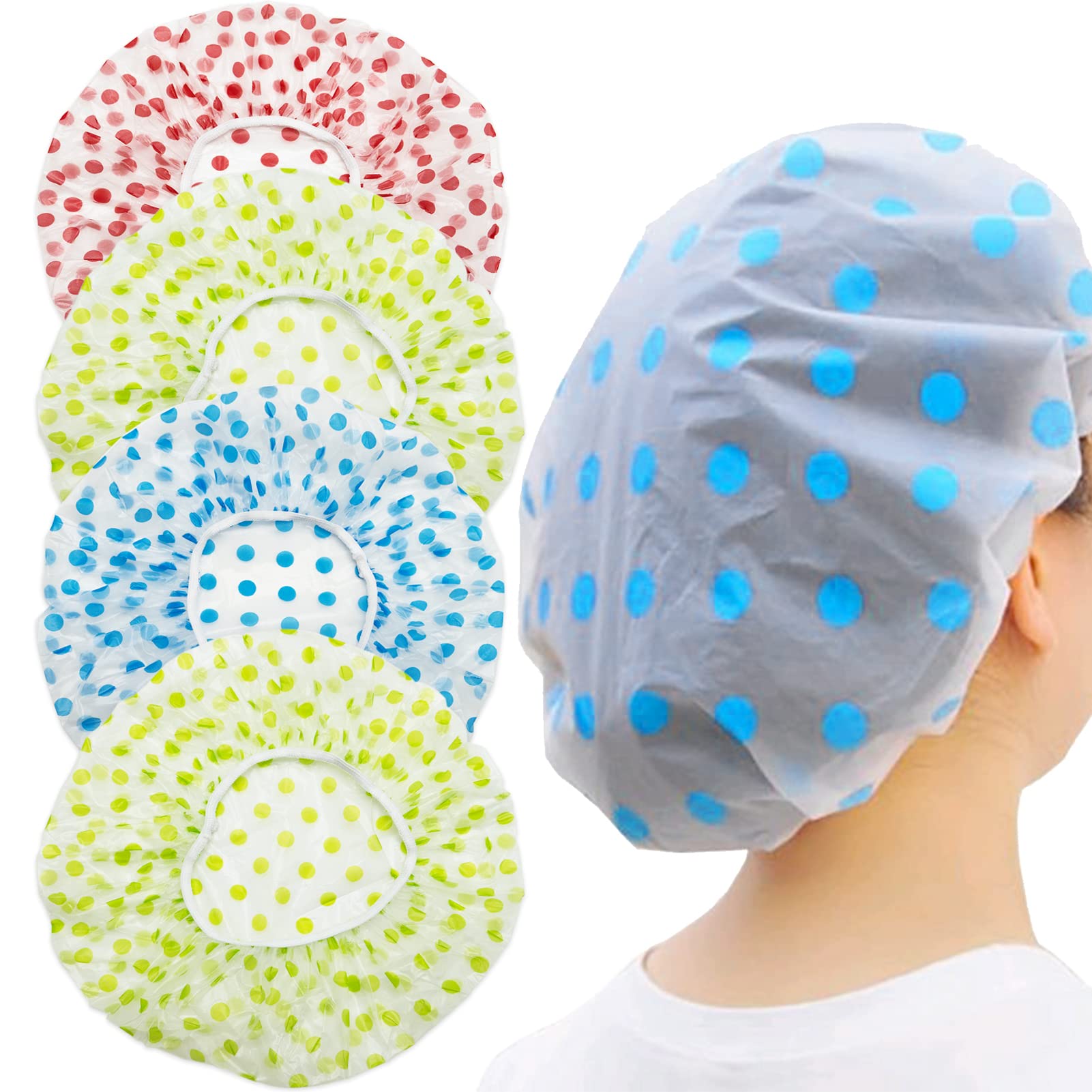 4 Pack Shower Caps for Women, Waterproof Shower Caps Reusable Shower ...