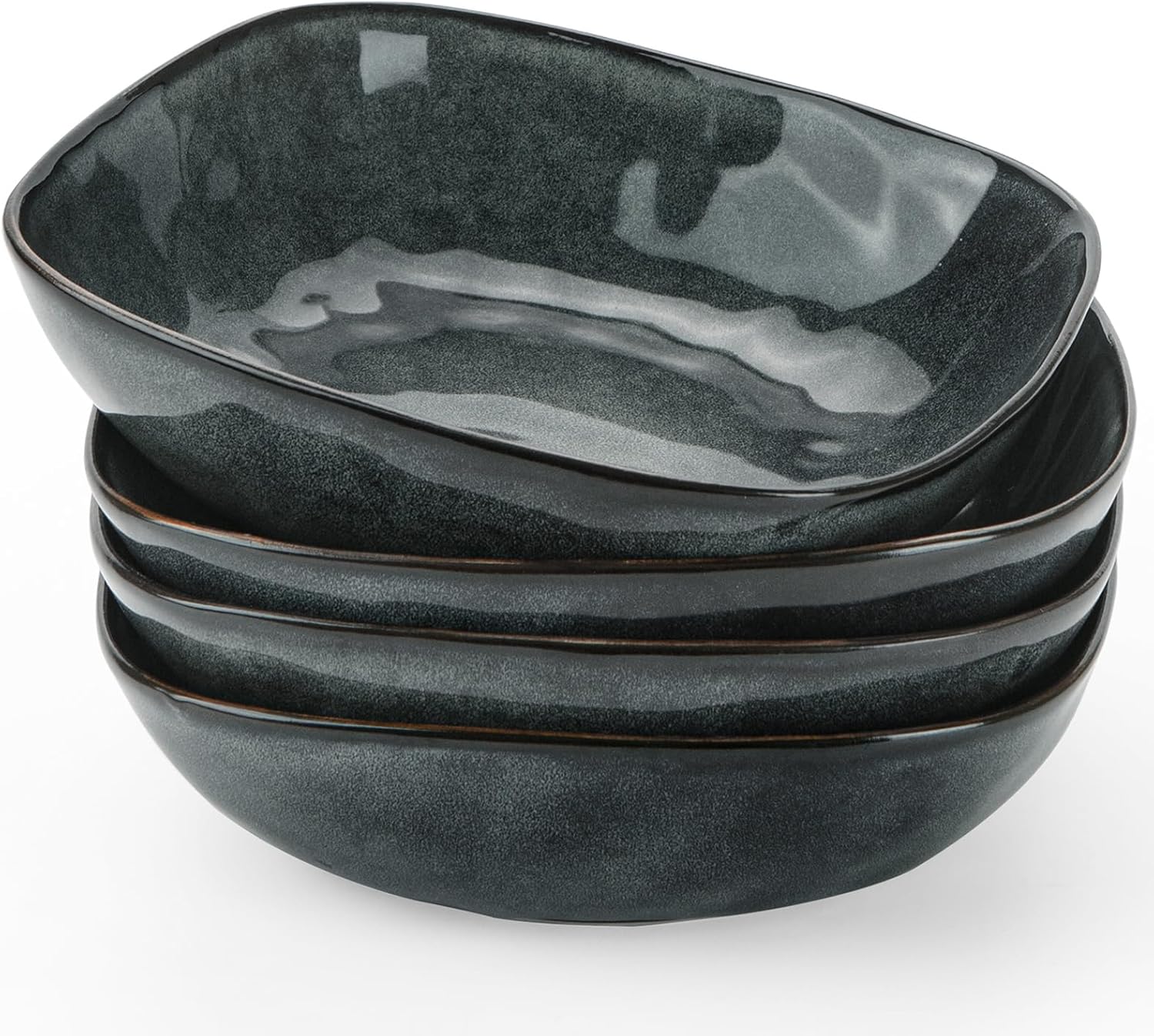 Amazon.com | famiware Large Pasta Bowls Set of 4, Ocean Square 8" Bowls ...