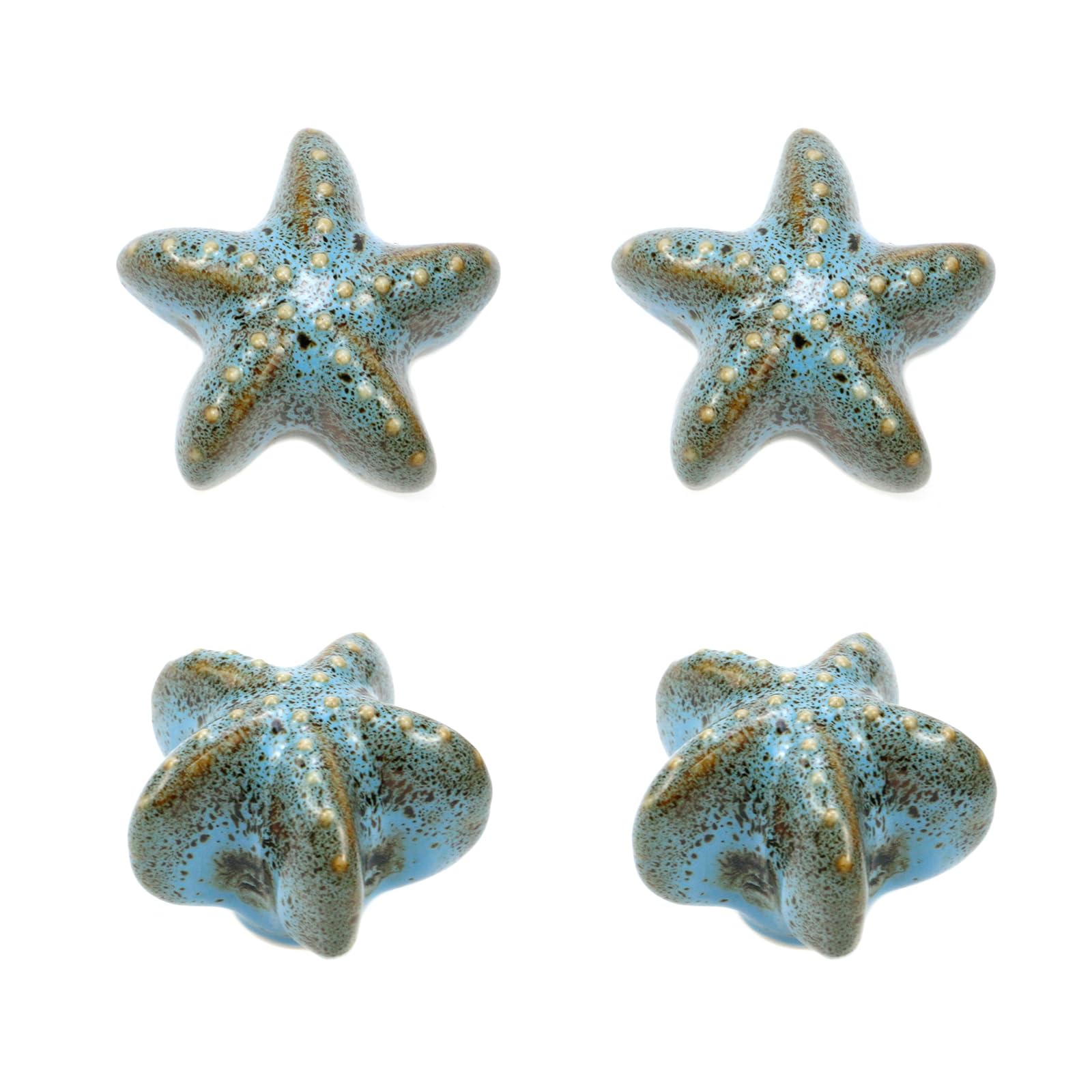 UTALIND 4 Pcs Starfish Drawer Knobs Door Knobs Kitchen Cabinet Handles Vintage Knobs Pulls, Sky ...