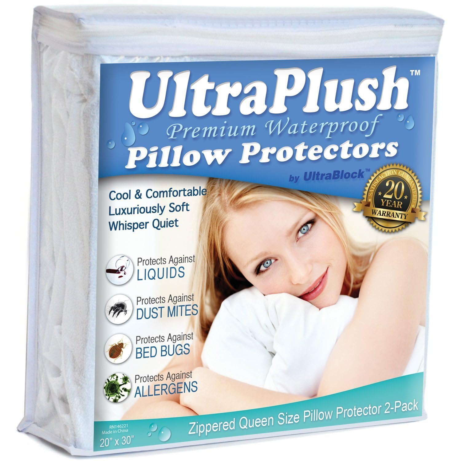 Ultraplush Pillow Protector Waterproof And Hypoallergenic Covers Dust ...