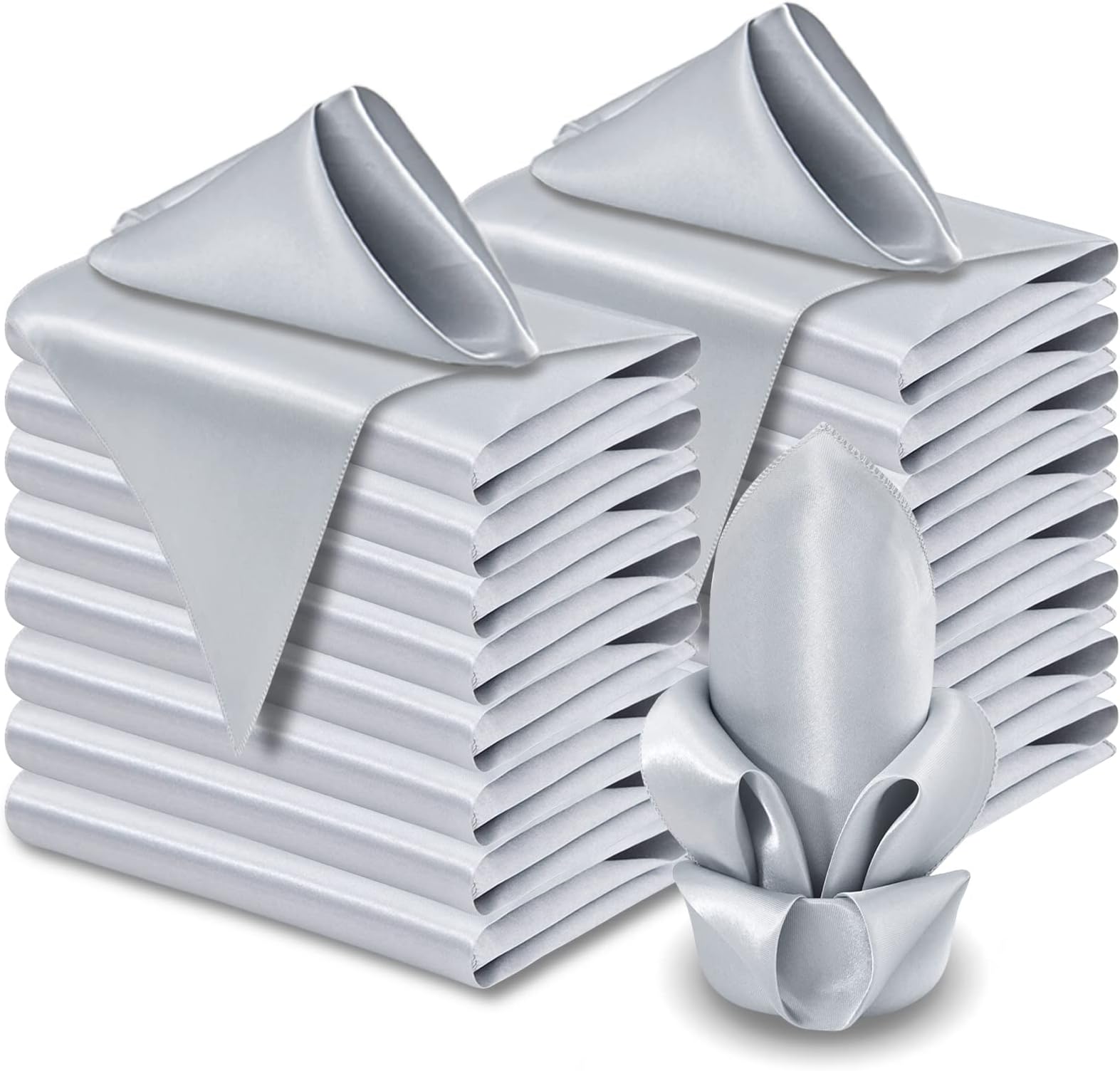 Amazon.com: MILVOWOC 72 Pack Square Silver Satin Napkins 20 x 20 Inch ...